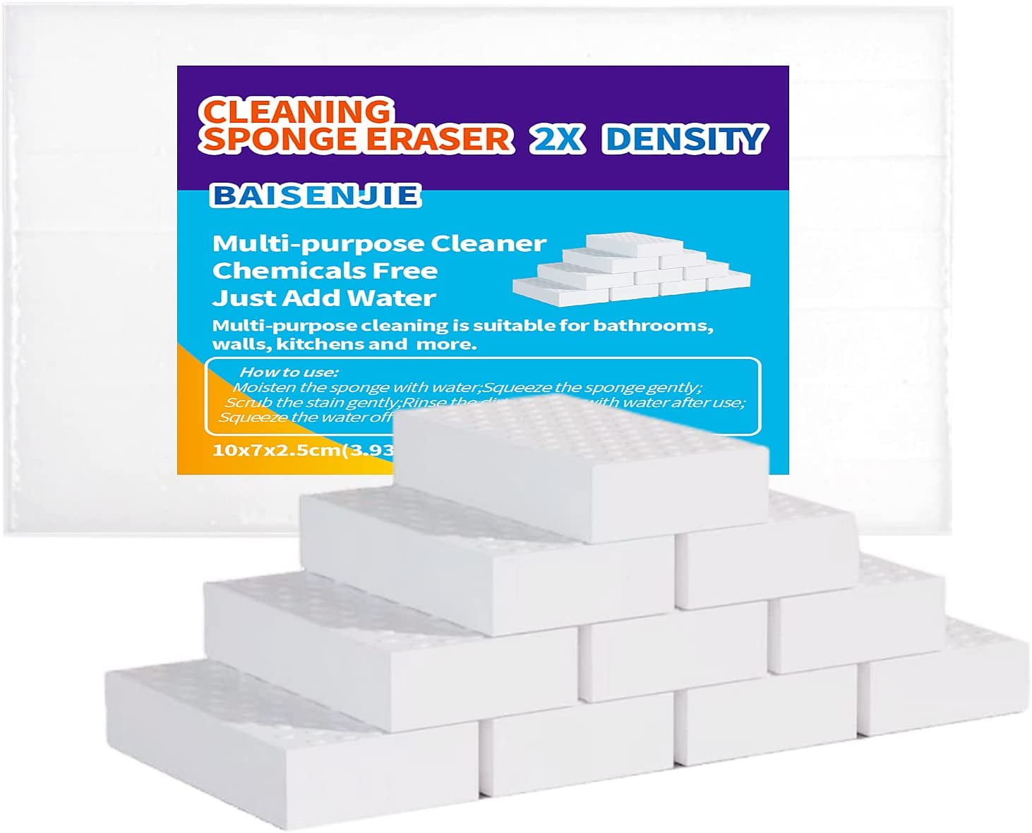 Magic Sponges Eraser,10 Pack Melamine Sponge in Bulk,2X Density,Long ...