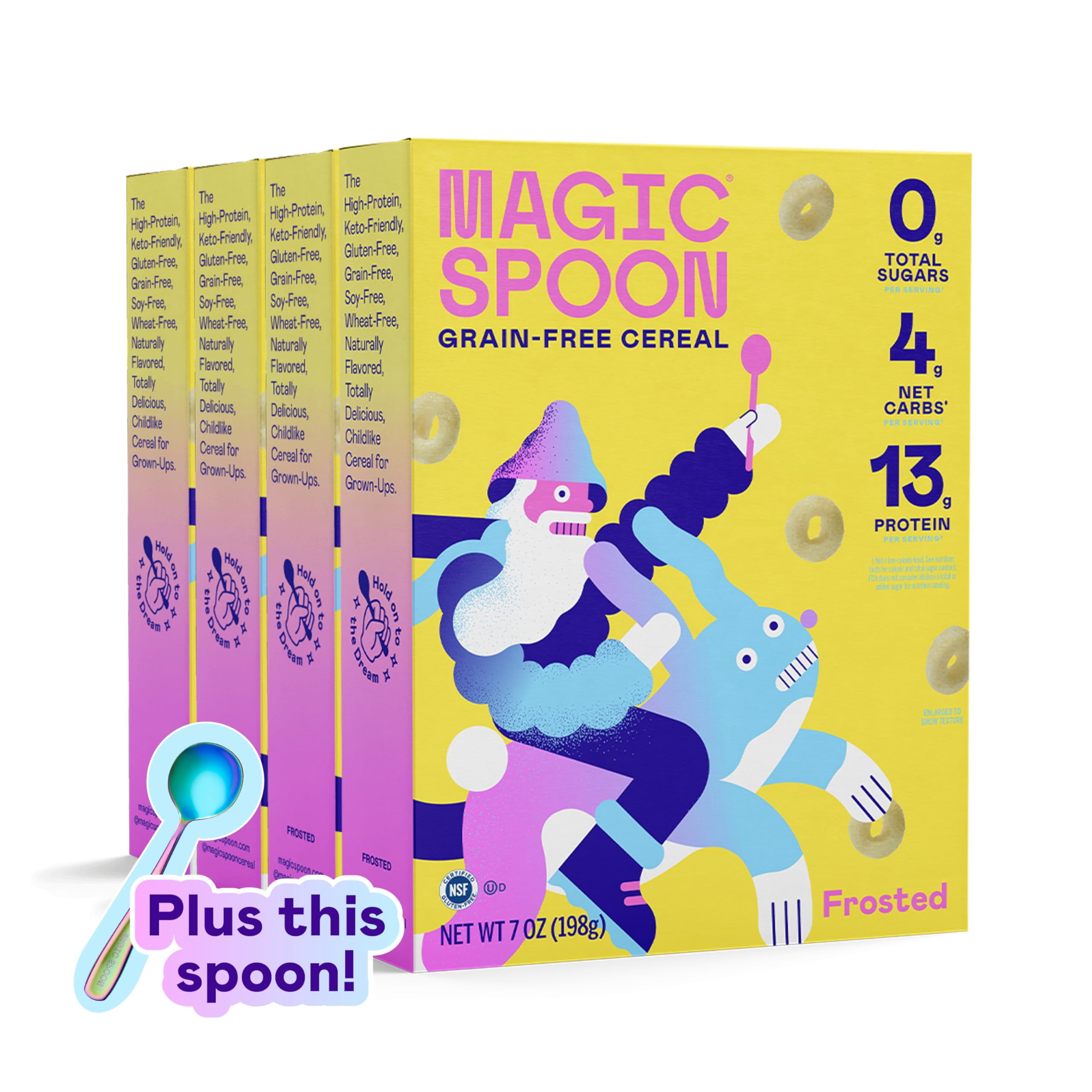 Magic Spoon Cereal, Frosted RRF12 4-Pack of Cereal and Spoon - Keto ...