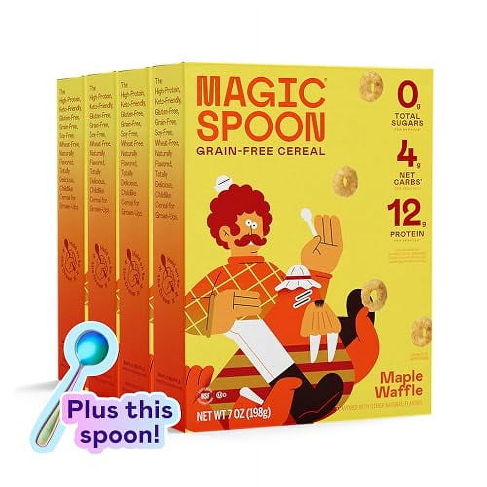 Magic Spoon Cereal - Maple Waffle 4-Pack of Cereal and Spoon - Keto & Low Carb Lifestyles ...