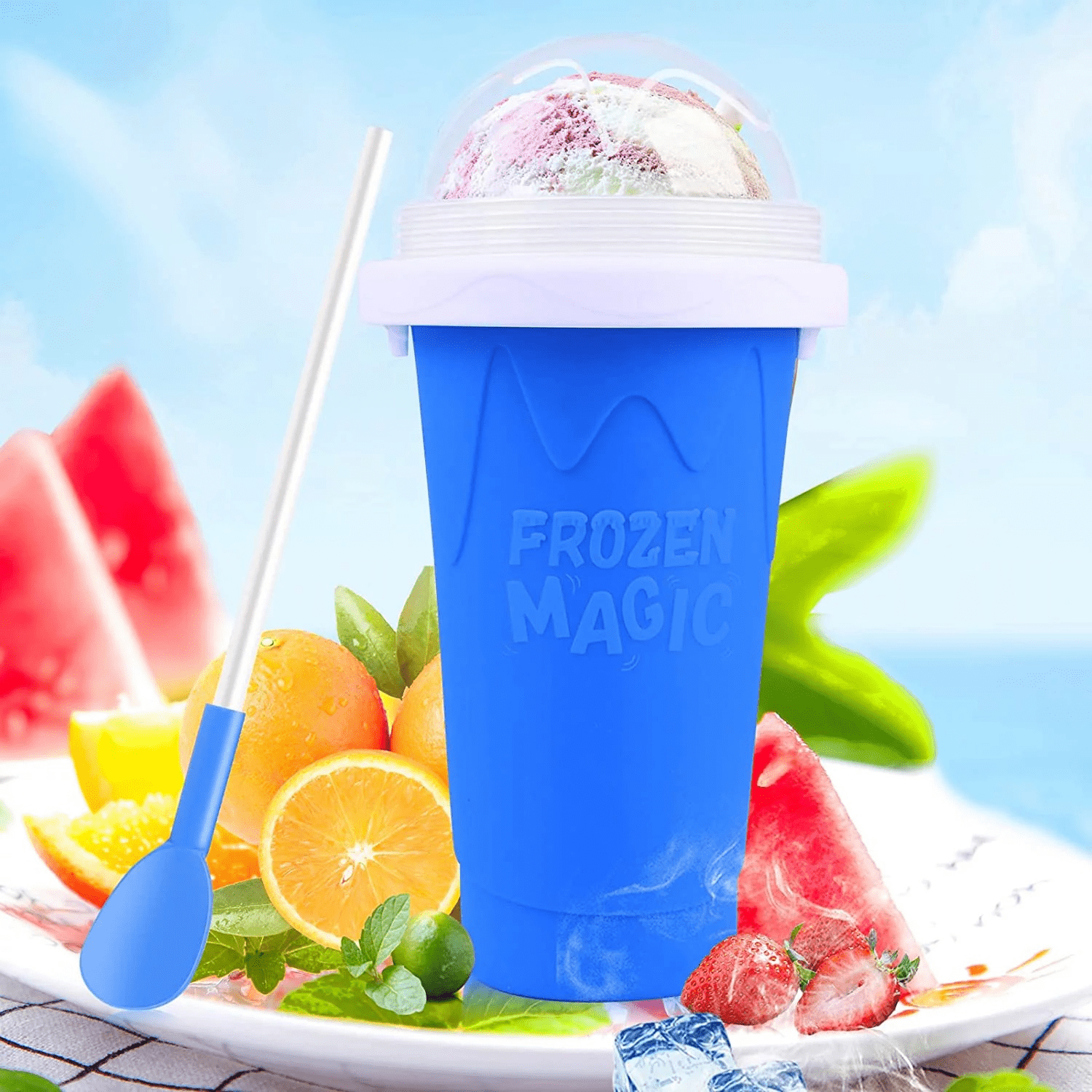 Magic Ice Maker Cup, Quick Frozen Double Layer Ice Cup, Cooling Cup ...