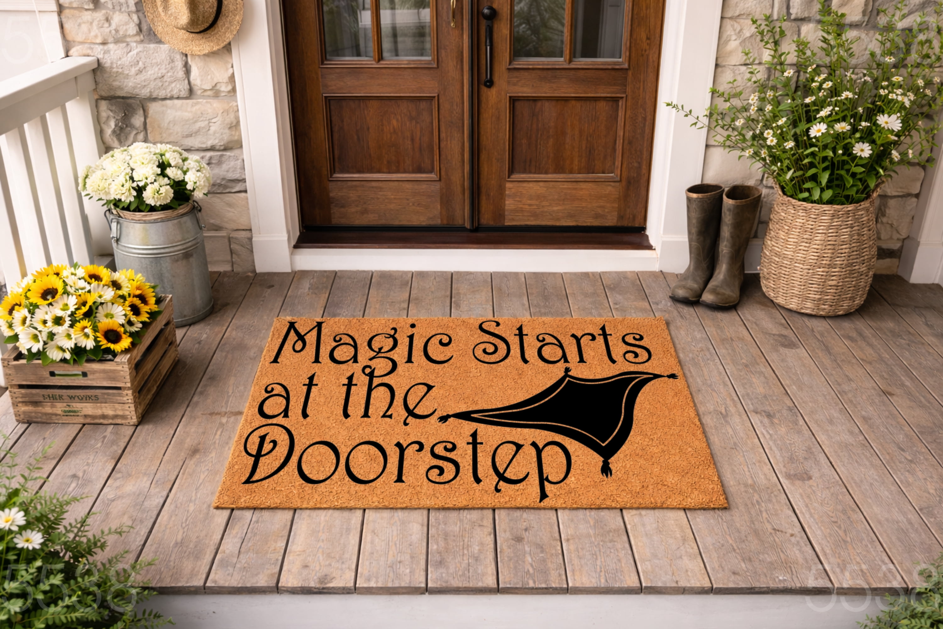 Magic Starts at the Doorstep Doormat, Funny Welcome Mat, Witch Broom ...