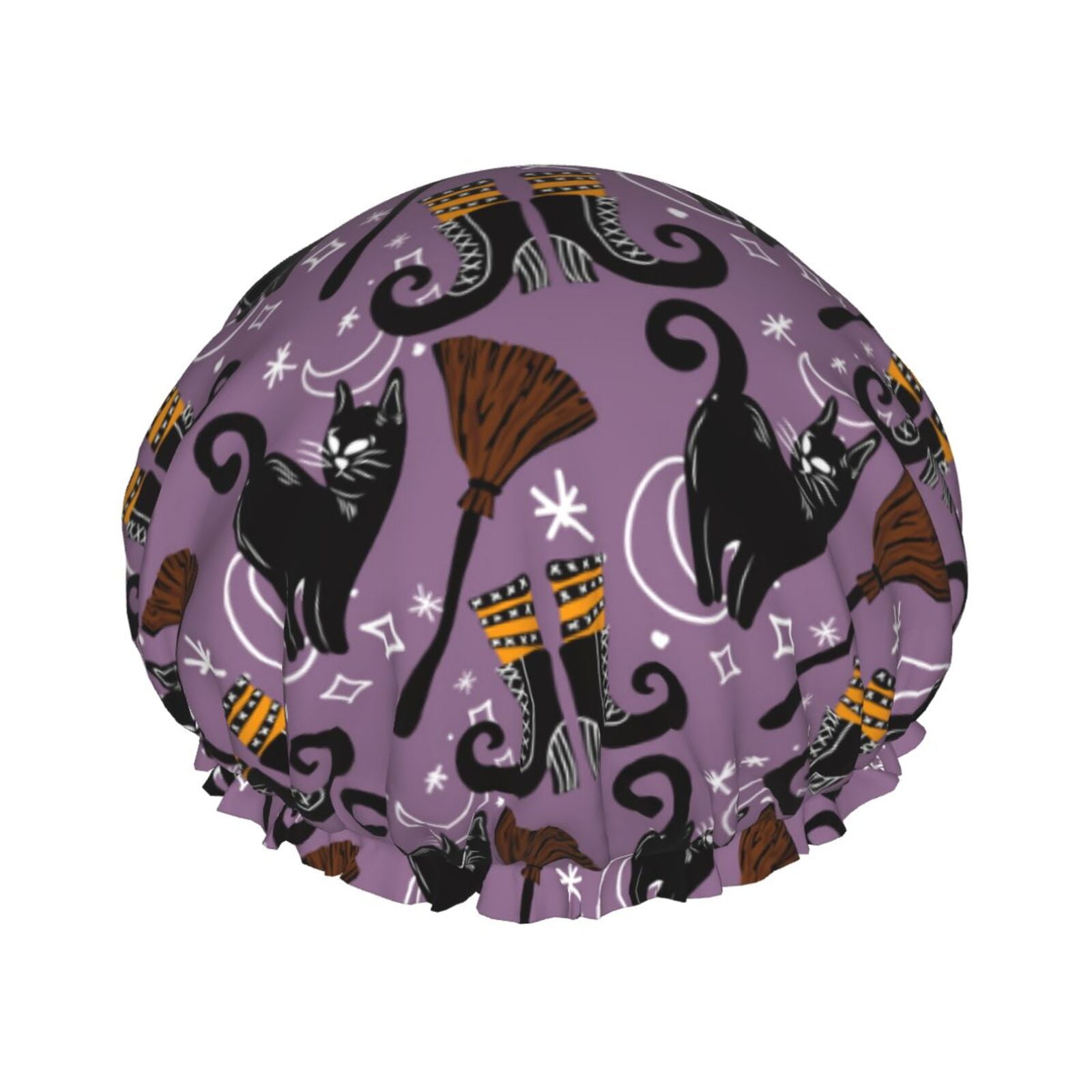 Magic Style Cartoon Broom Cat Shower Caps for Women, Reusable ...