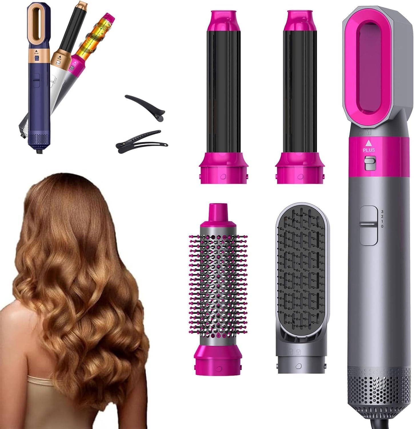 MagicStyler Air Styler Gray Purple 4-in-1 Hair Curler Brush with Auto ...