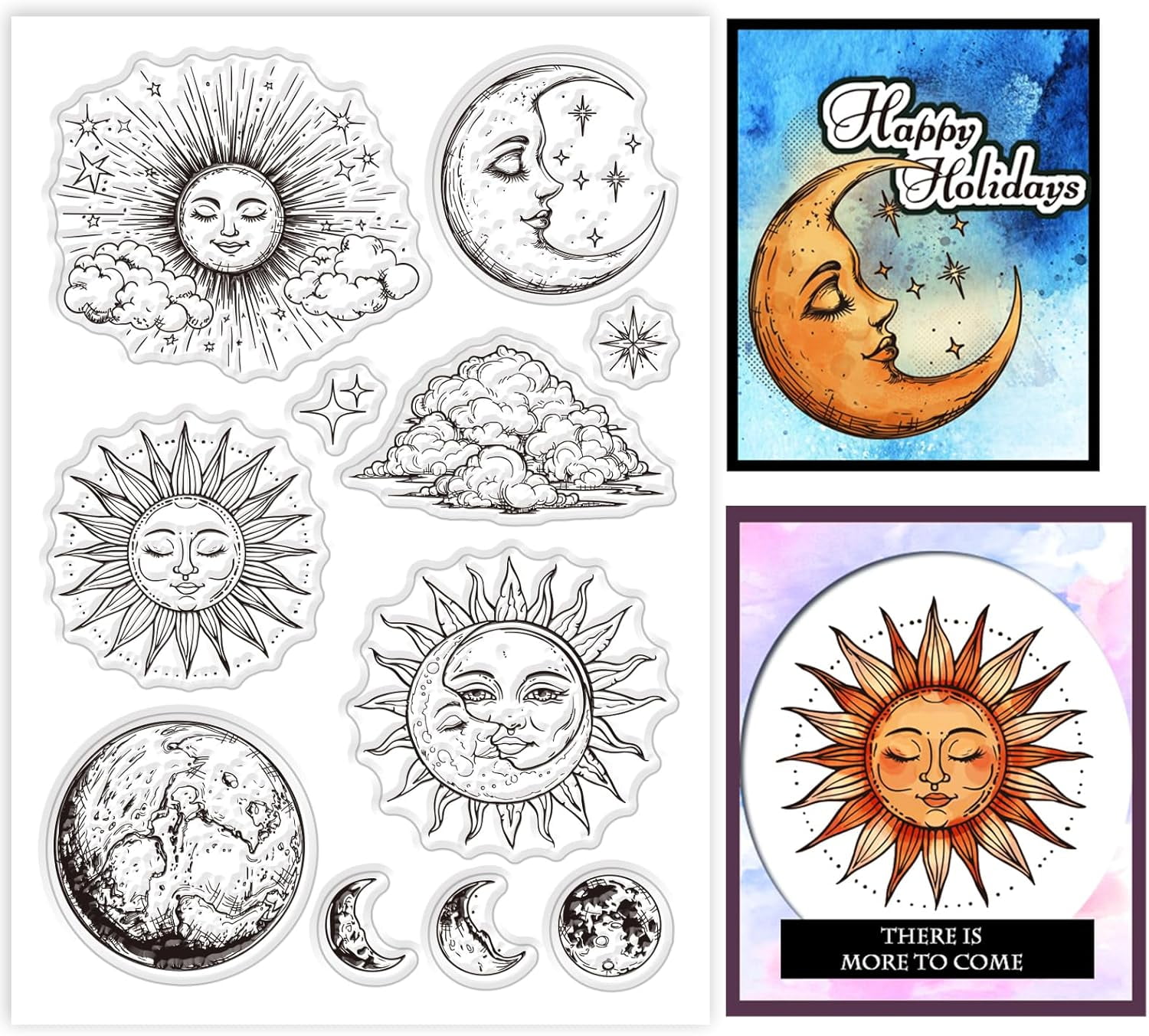 Magic Sun and Moon Clear Stamps for Card Making Astronomy Divination ...
