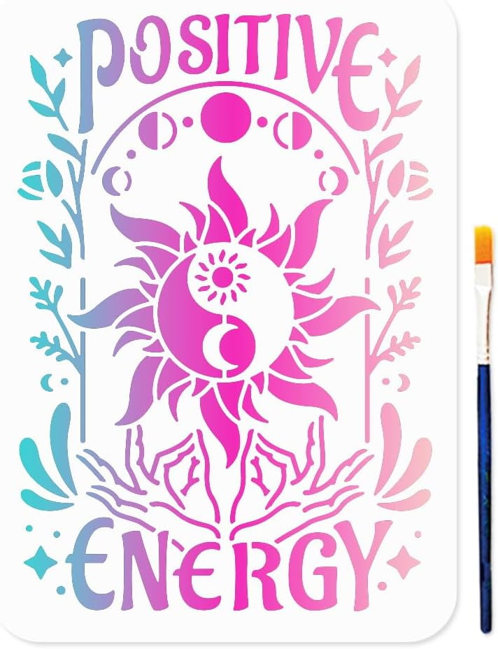 Magic Sun Stencil Boho Positive Moon Phase Stencils 11.7×8.3inch ...