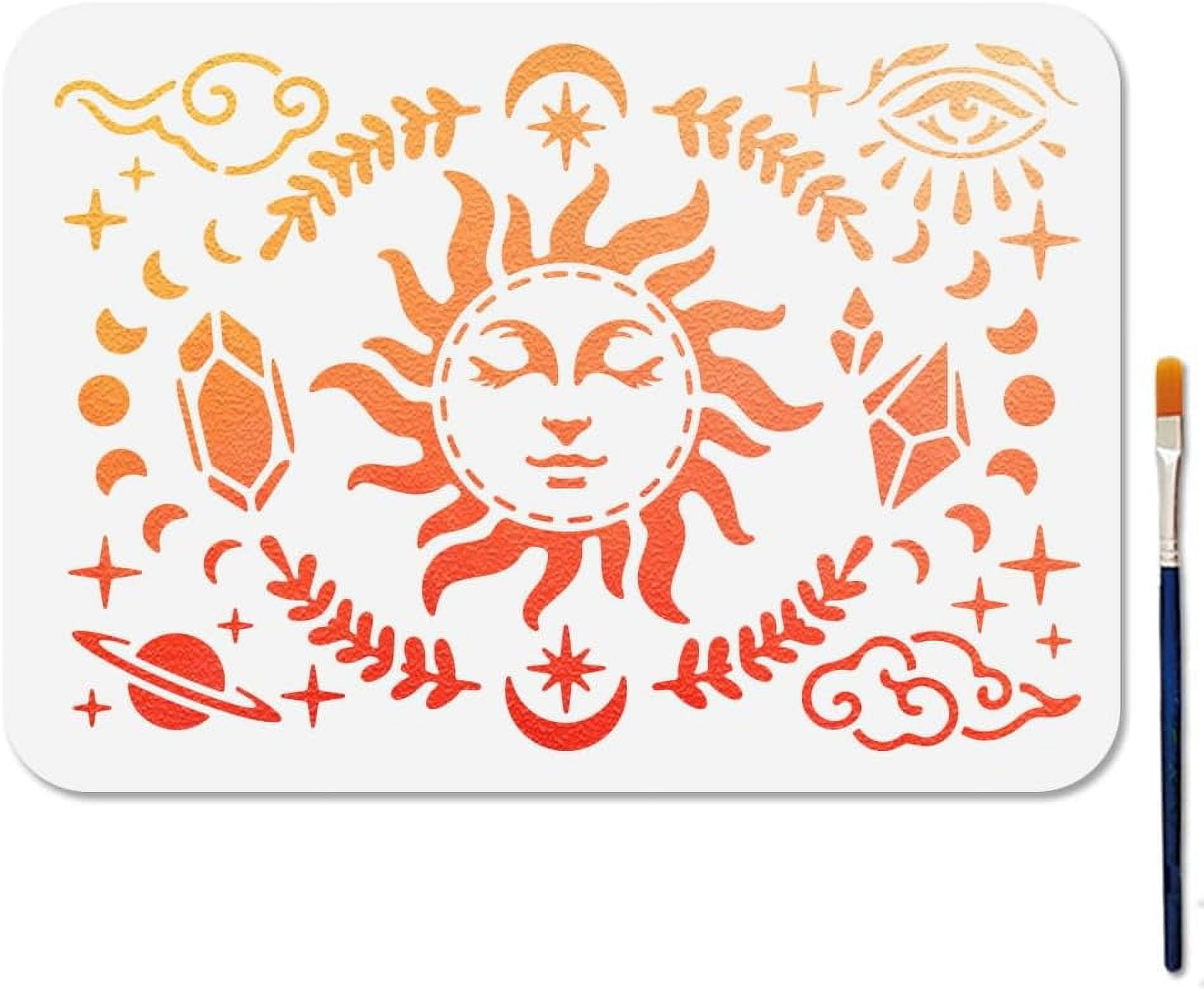 Magic Sun Stencil Moon Phase Art Stencils 11.7×8.3inch Reusable Cloud ...