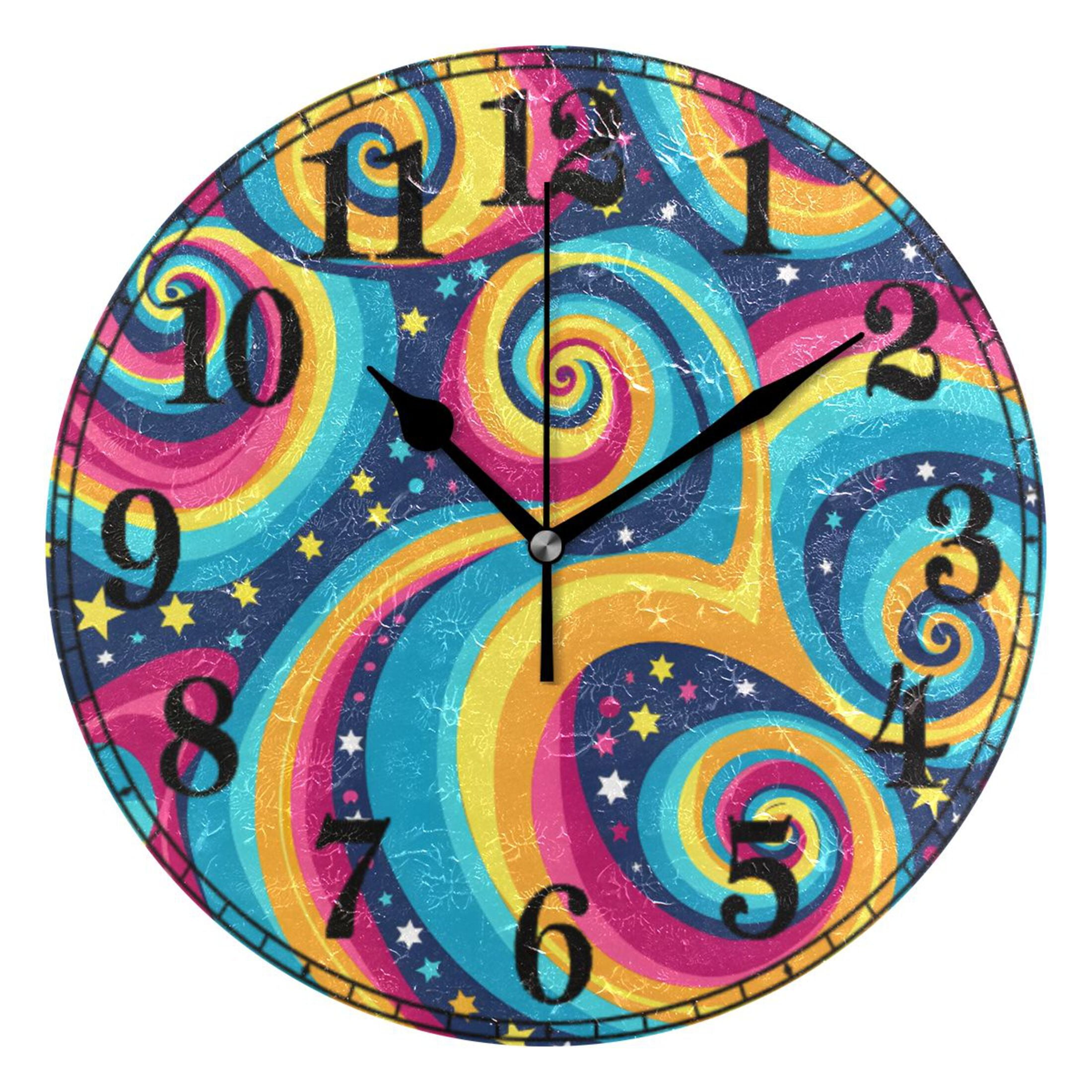 Magic Swirl Star Silent Wall Clock 10" Non-Ticking Battery Clock ...