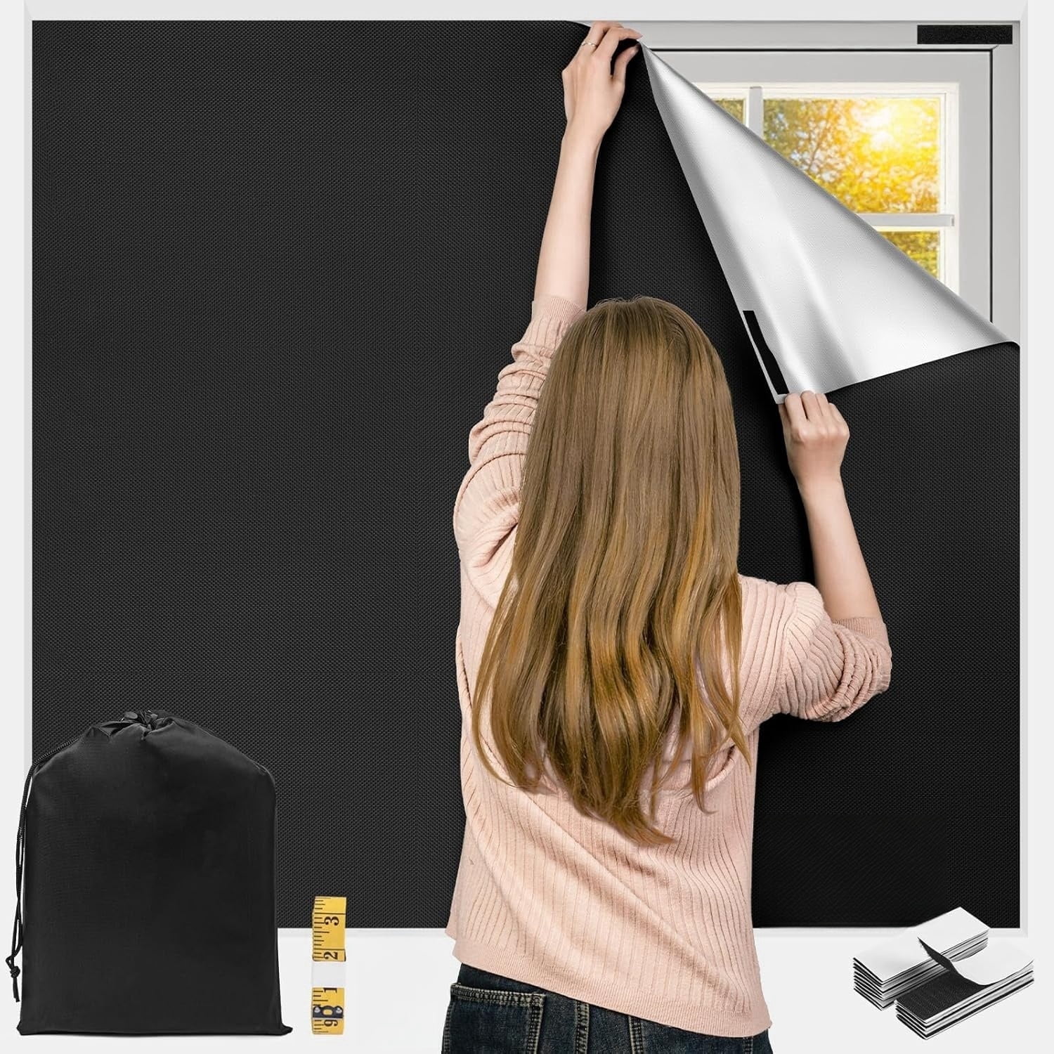 Magic Tape Portable Shades NO Drill Cordless Blackout Curtain ...