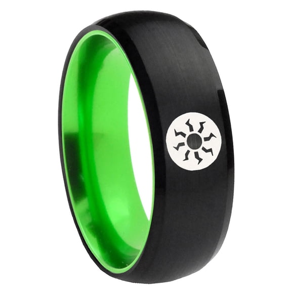 Magic The Gathering 8MM Dome Black And Green Tungsten Polished Men's ...