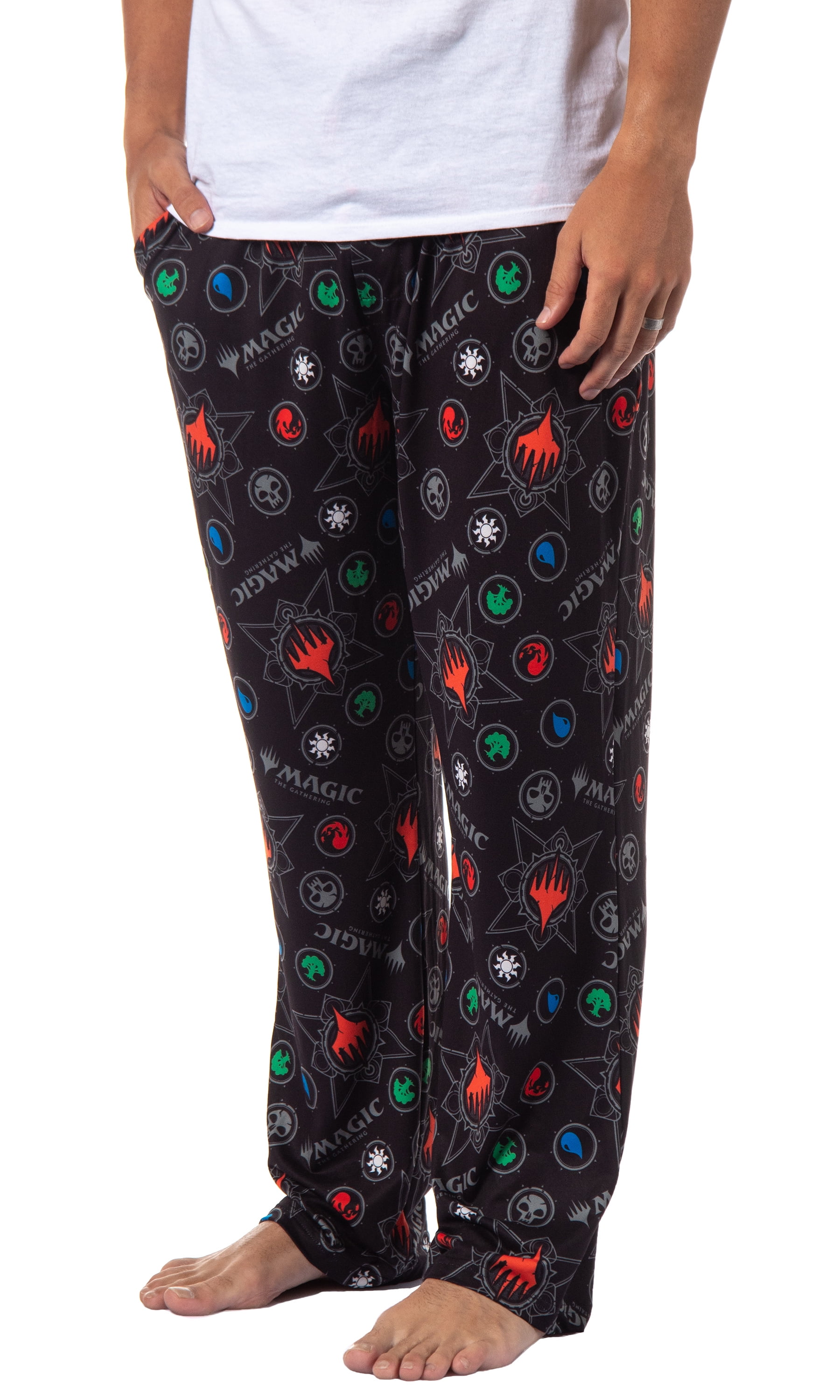 Magic: The Gathering Mens' Mana Symbols Card Game Sleep Pajama Pants ...