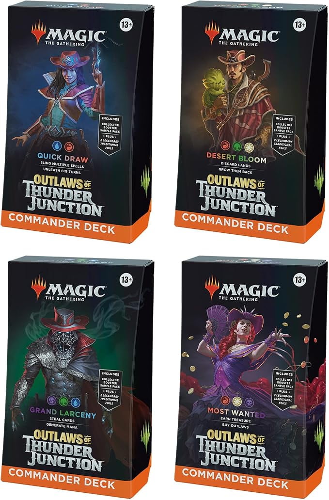 Magic The Gathering Outlaws of Thunder Junction Set of 4 Commander ...
