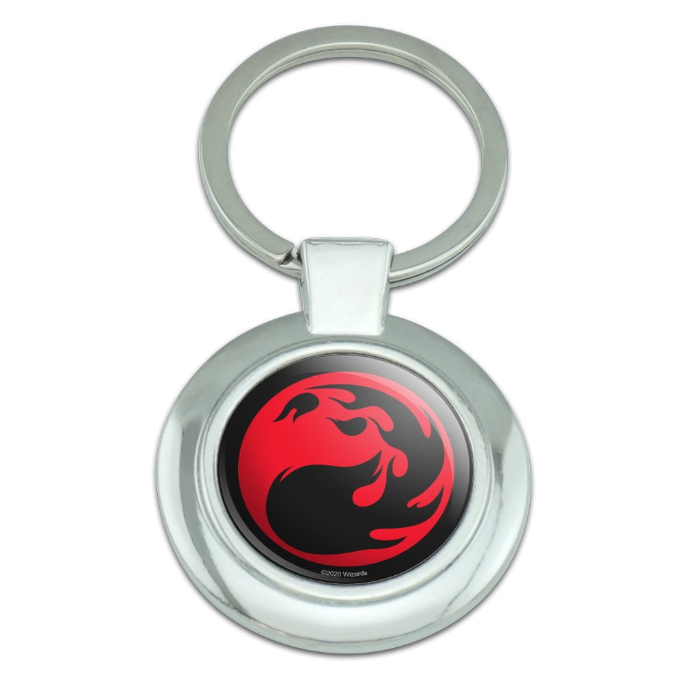 Magic: The Gathering Red Mana Symbol Keychain Classy Round Chrome ...