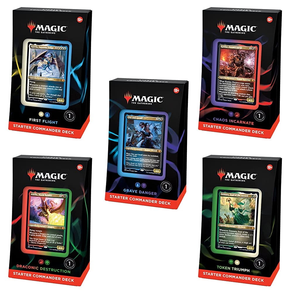 Magic: The Gathering Starter Commander Deck Bundle, Includes All 5 Decks, 100 Cards Each ...