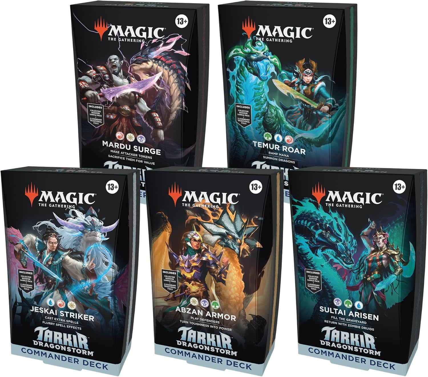 Magic: The Gathering Tarkir: Dragonstorm Commander Deck Bundle, All 5 ...