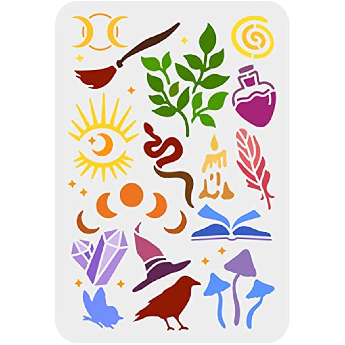 Magic Theme Stencils Witch Supplies Stencils Moon Phases Star Devil's ...