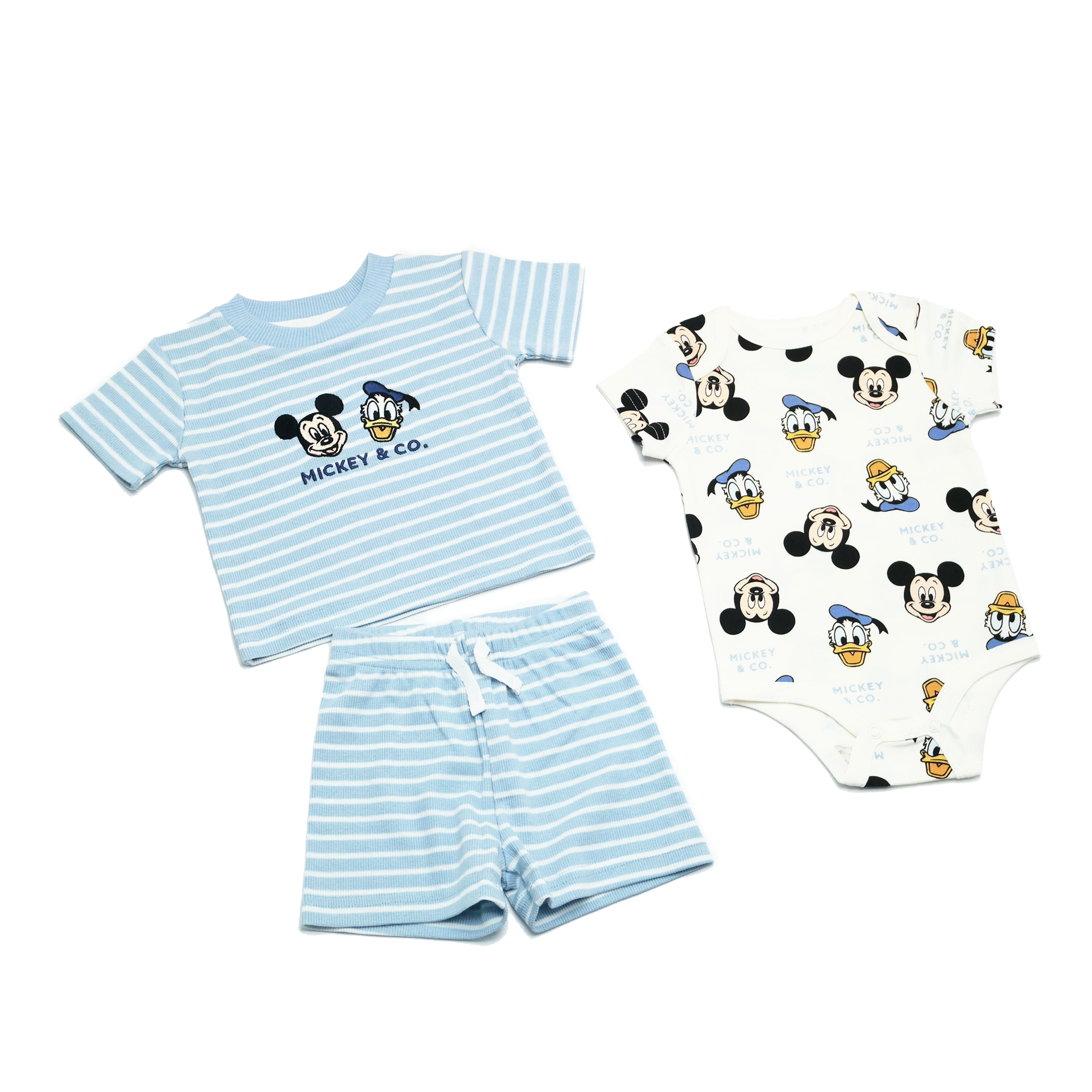 Disney Clothes Baby Boys 3-Piece Short Set – T-Shirt, Bodysuit & Shorts ...