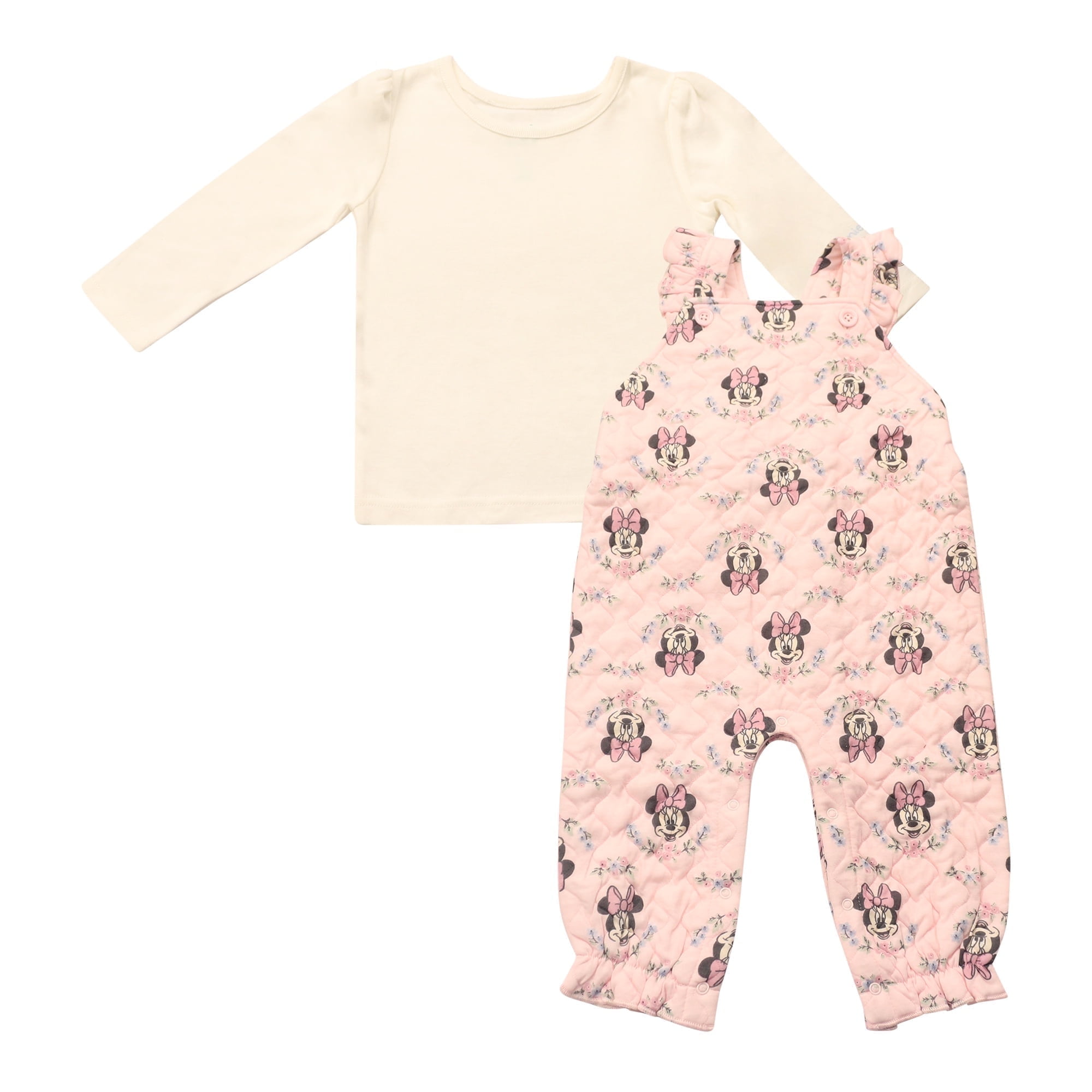 Disney Clothes Baby Girls 2-Piece Overall Set – Long Sleeve Top with ...