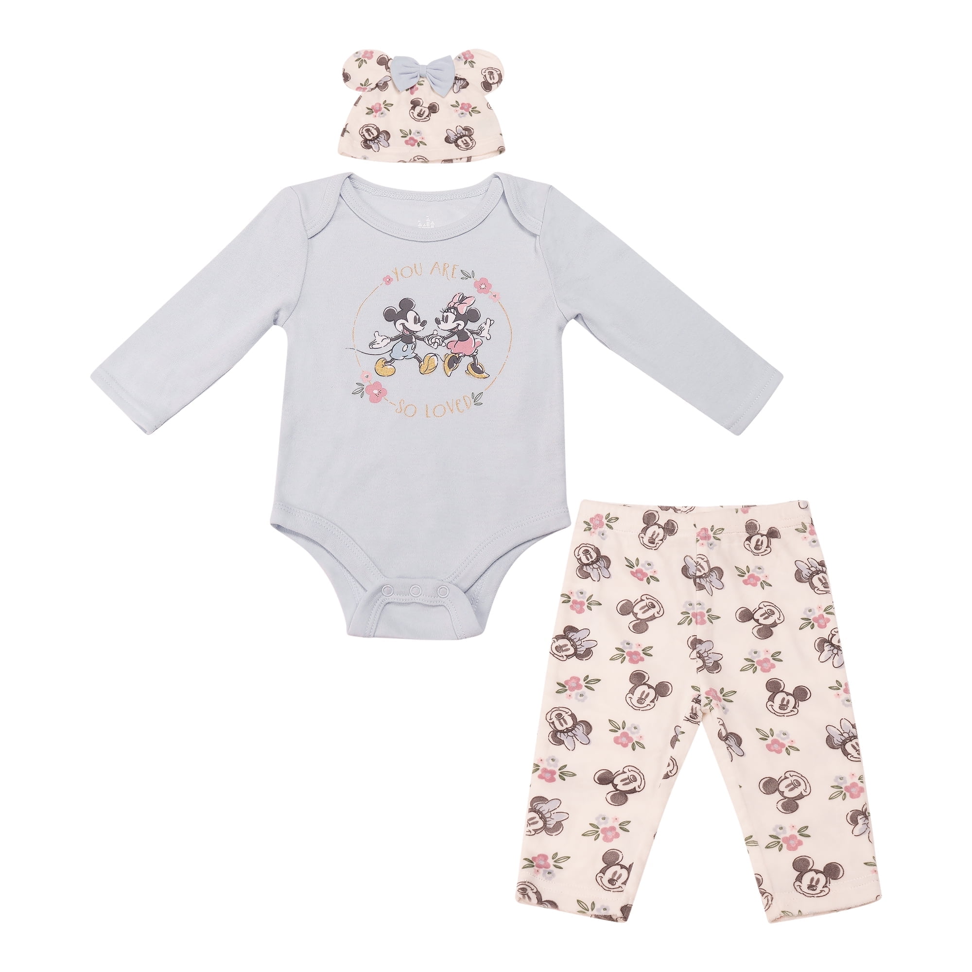 Disney Clothes Baby Girls Bodysuit, Pants & Headband 3-Piece Outfit Set ...
