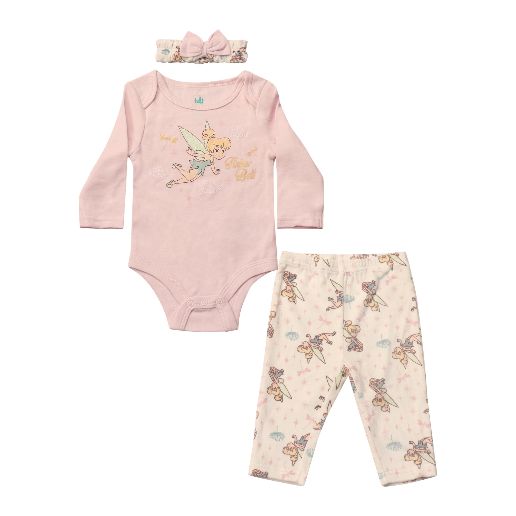 Disney Clothes Baby Girls Bodysuit, Pants & Headband 3-Piece Outfit Set ...