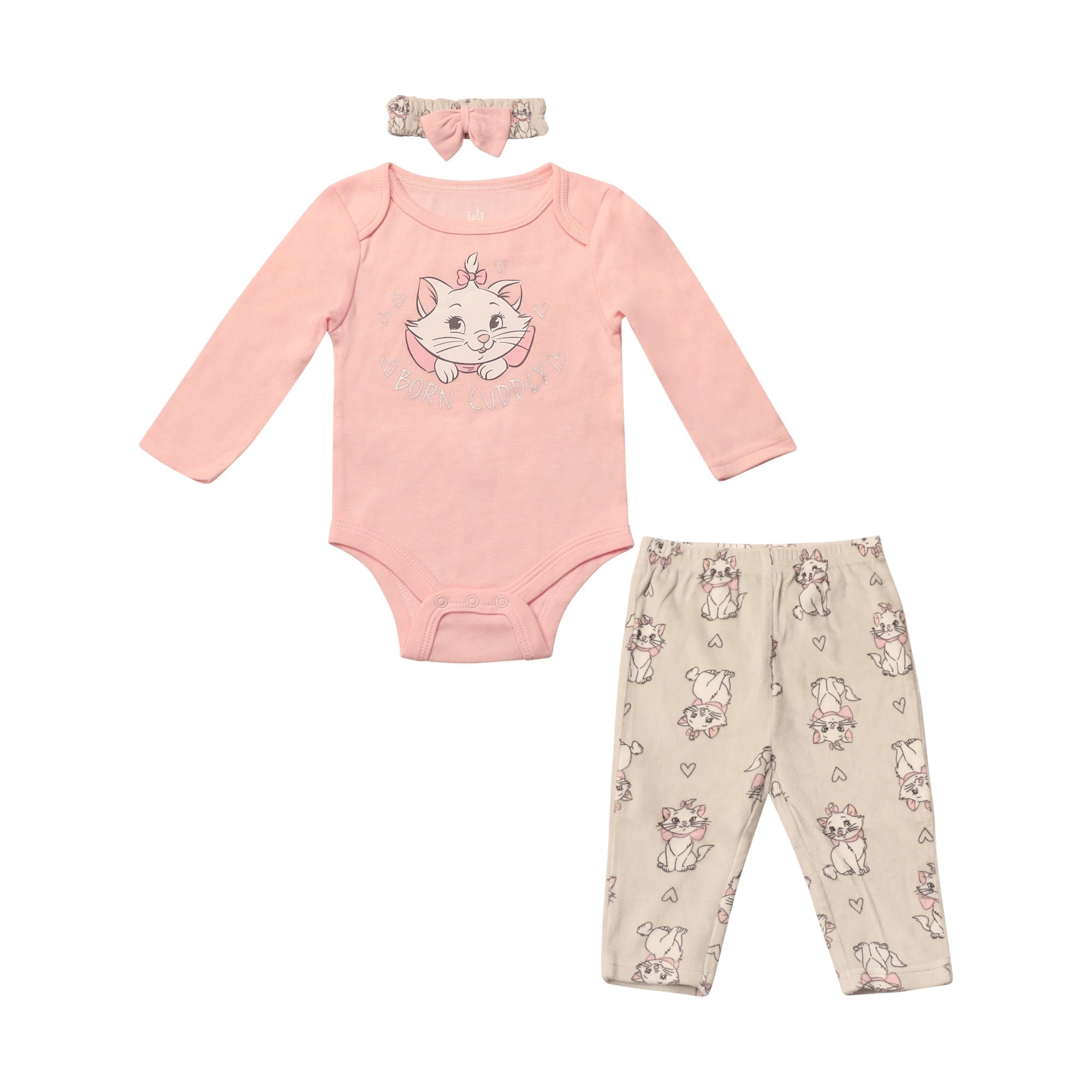 Disney Clothes Baby Girls Bodysuit, Pants & Headband 3-Piece Outfit Set ...