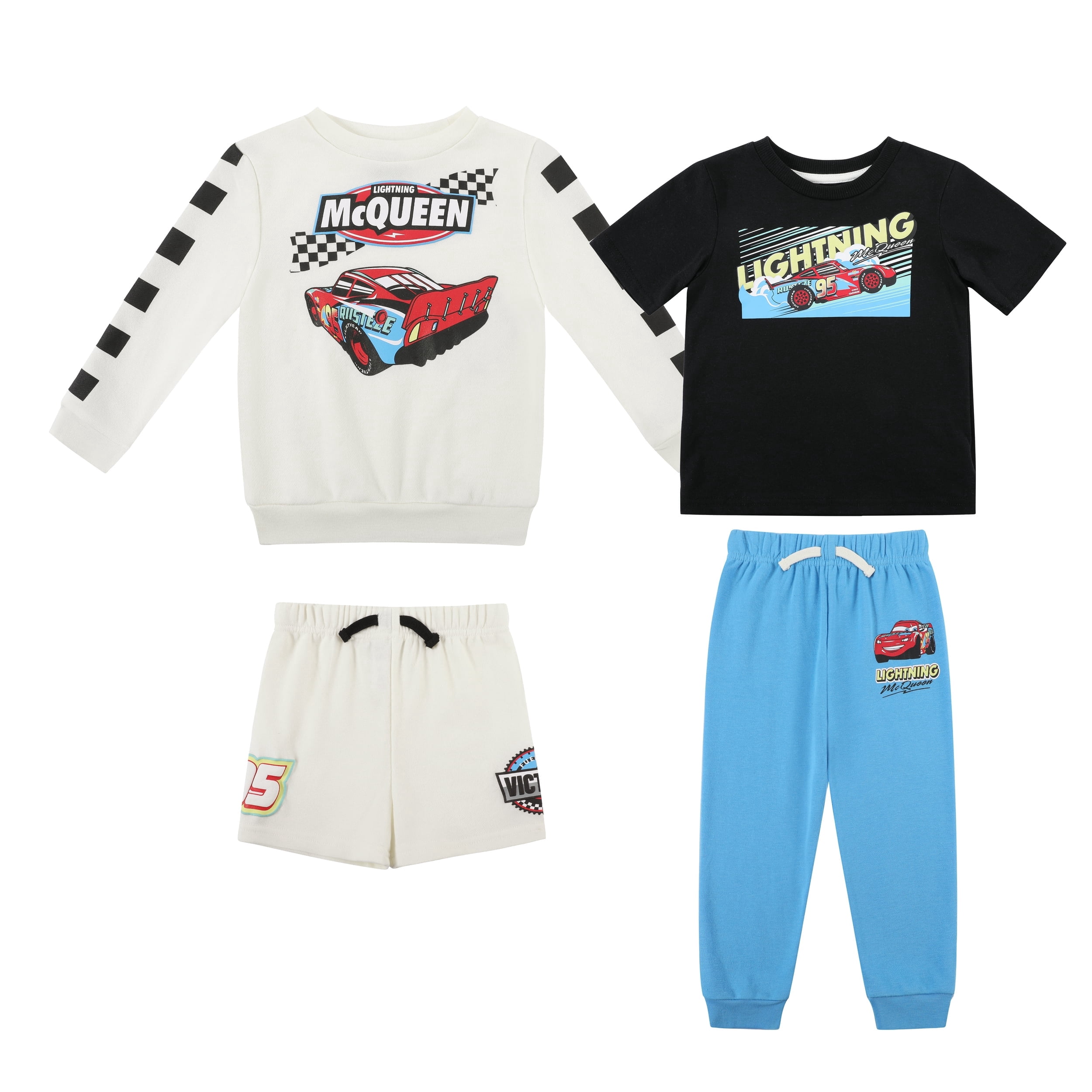 Disney Clothes Baby Boys 4-Piece Set – Cars Outfit Set with Pullover ...