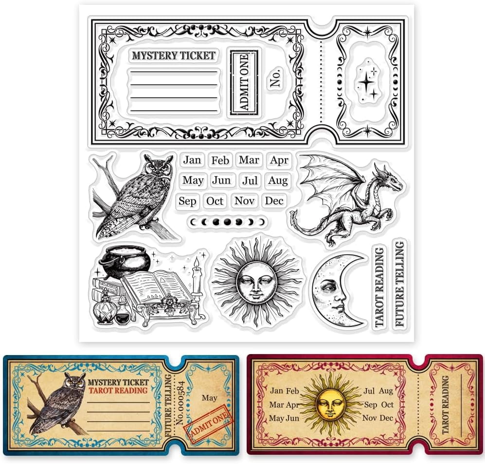 Magic Ticket Dragon Moon Clear Stamps for Card Making Owl Clear ...