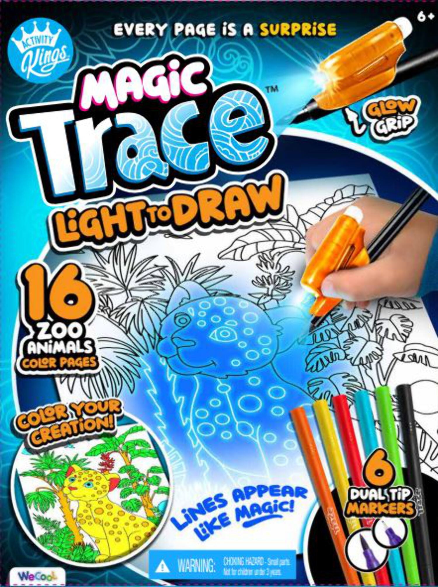 Magic Trace Light to Draw "Take me to the Zoo" | Drawing & Coloring Activity Set | Includes 16 ...