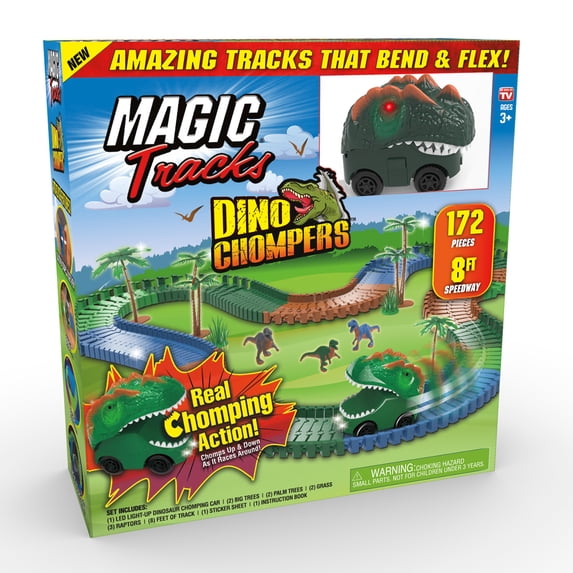 Magic Tracks 160-Piece Dino Chomp Race Car Track Set - Flexible ...