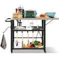 Magic Union Portable BBQ Grill Cart: 3-Shelf Metal Outdoor Dining Table ...