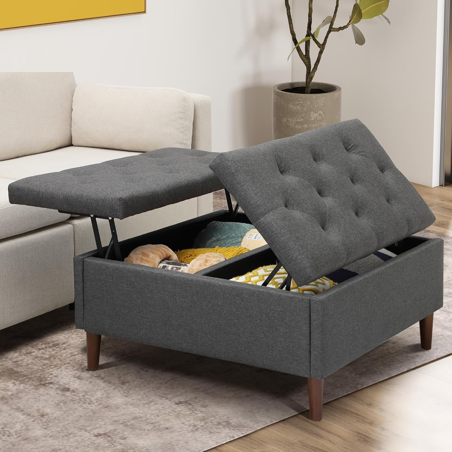 Magic Union 35" Large Square Storage Ottoman, Oversized Square Ottoman ...
