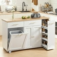 Magic Union 52" Kitchen Island with Hidden Trash Can Storage, Moveable ...