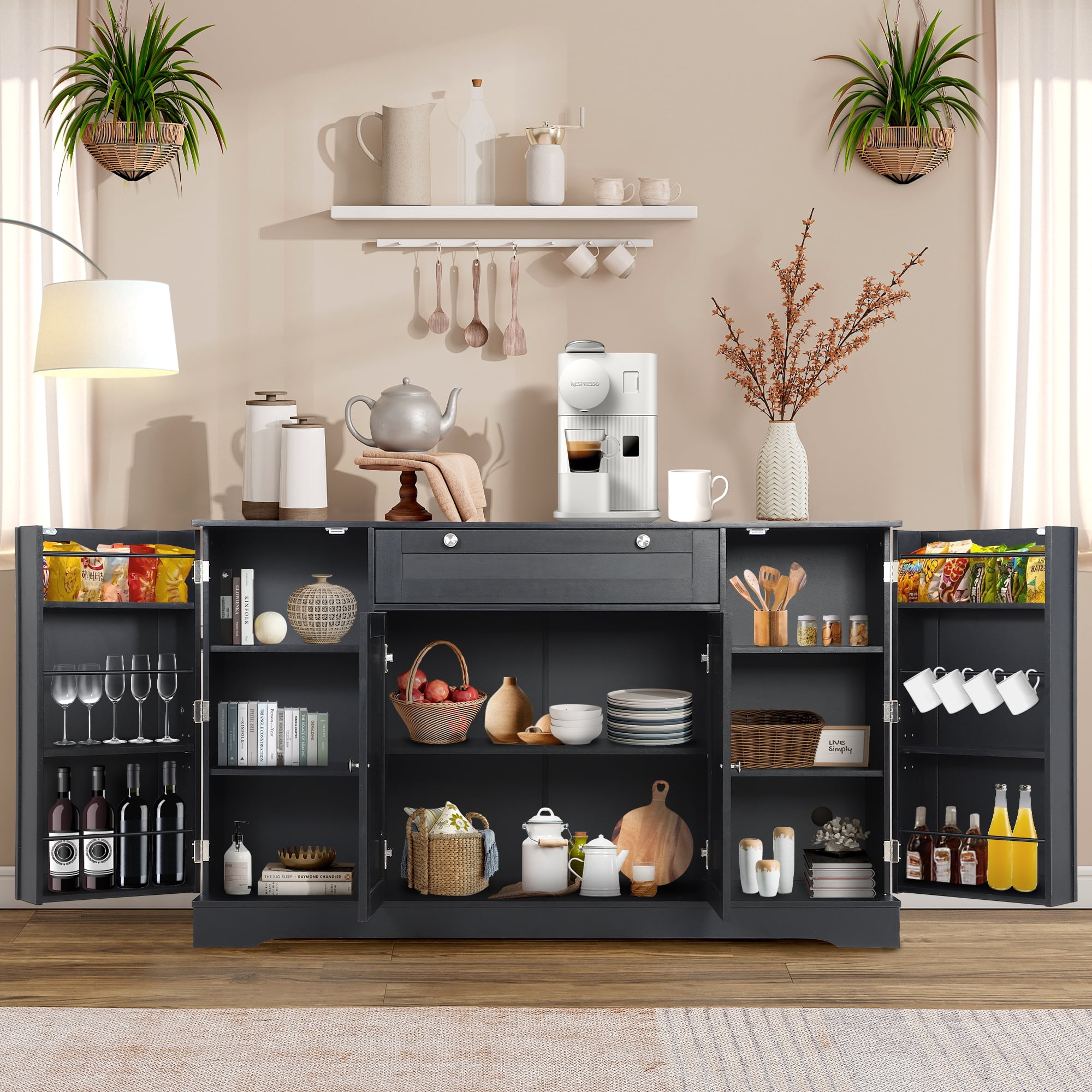 Magic Union 54" Modern Buffet Cabinet with Storage,Wood Sideboard ...