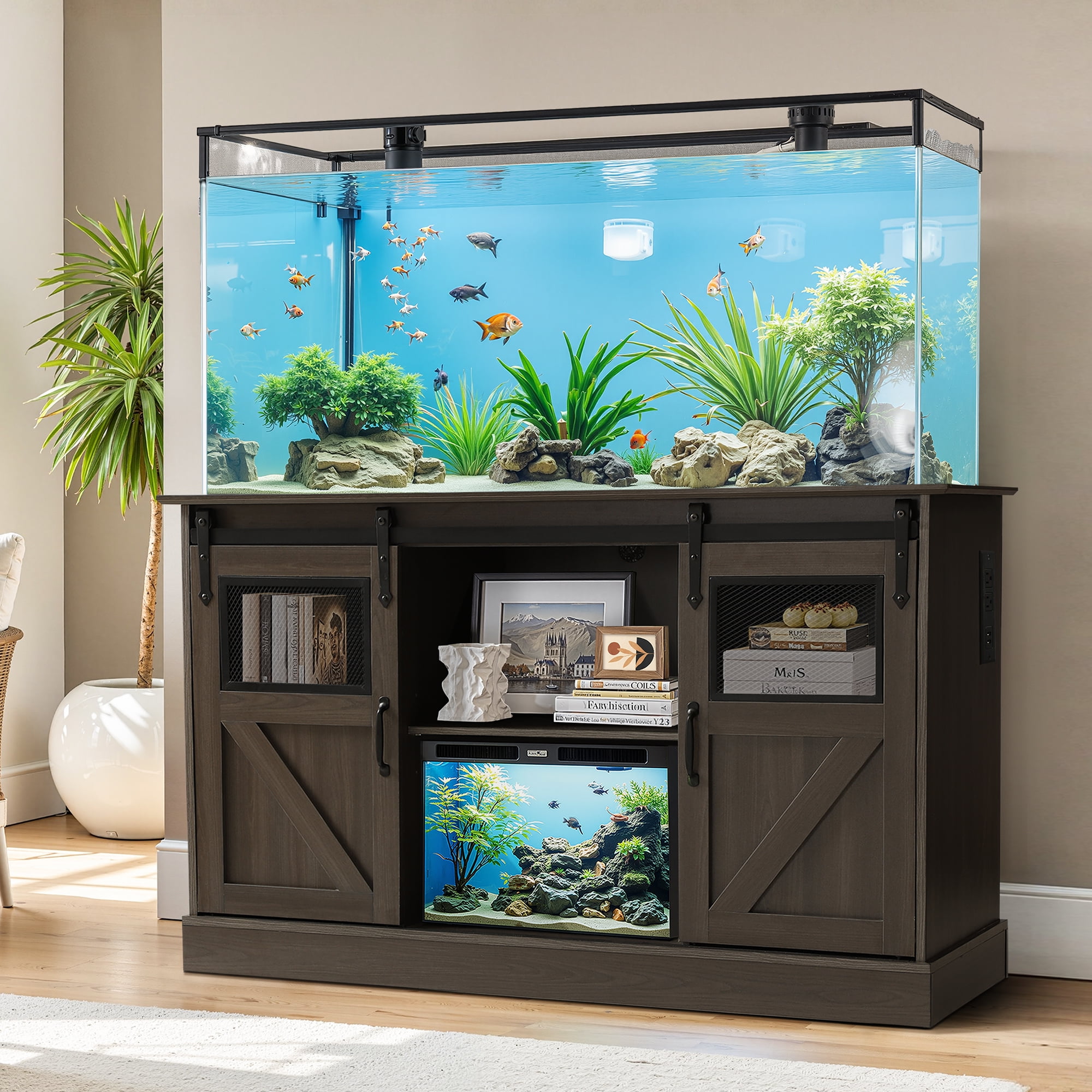 Magic Union 55-75 Gallon Large Fish Tank Stand, Heavy Duty Aquarium ...