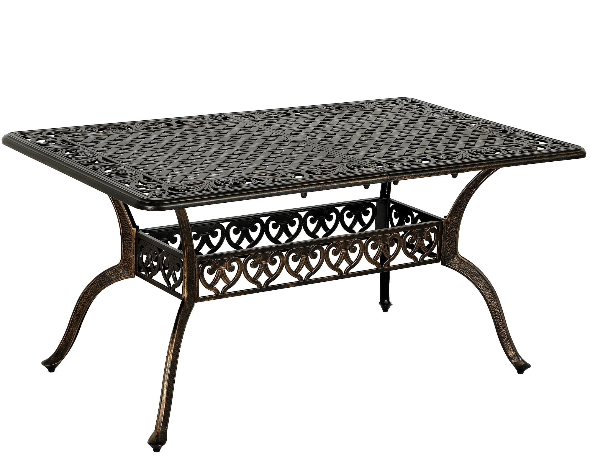 Magic Union 59in Cast Aluminum Patio Table, Outdoor Dining with 2 ...