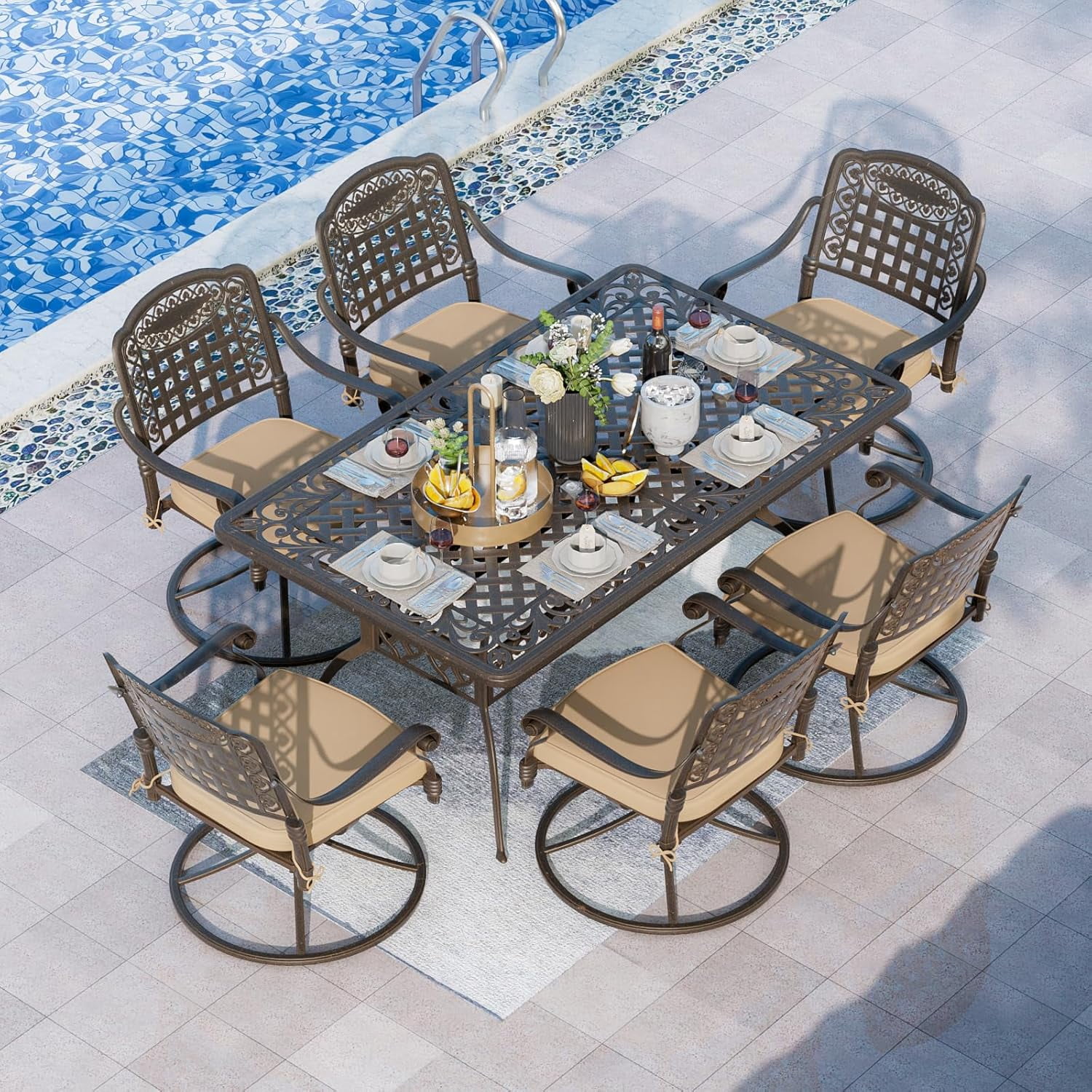 Magic Union 7 Piece Aluminum Sturdy and Durable Dining Furniture Sets ...