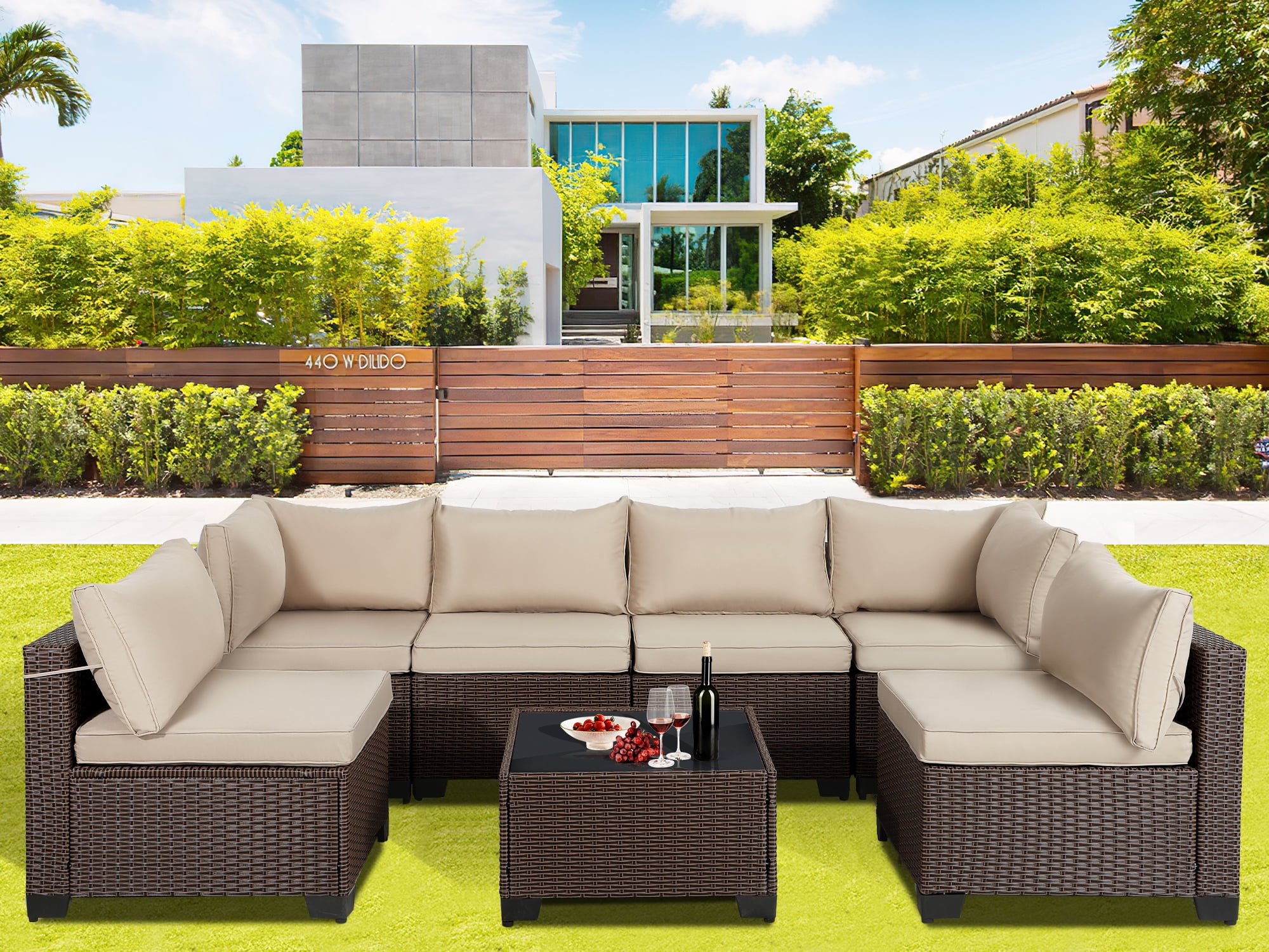 Magic Union 7 Pieces Patio Furniture Sets Outdoor Sectional Patio Sofa ...