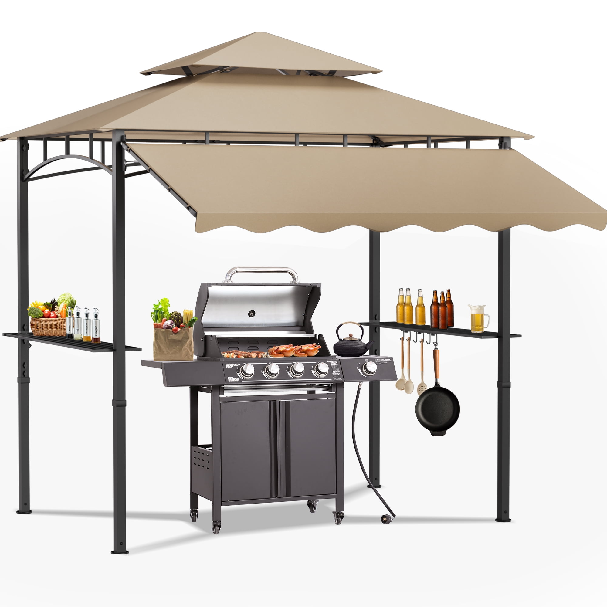 Magic Union 8'X8' Grill Gazebo Canopy - Heavy Duty Steel Frame, Double ...