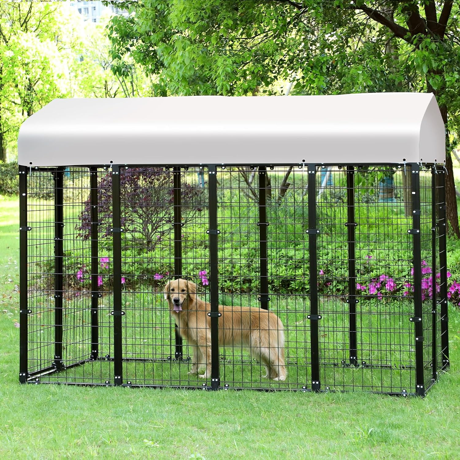 Magic Union 8x4x6 FT Dog Kennel Outdoor for Large Dogs, Heavy Duty ...