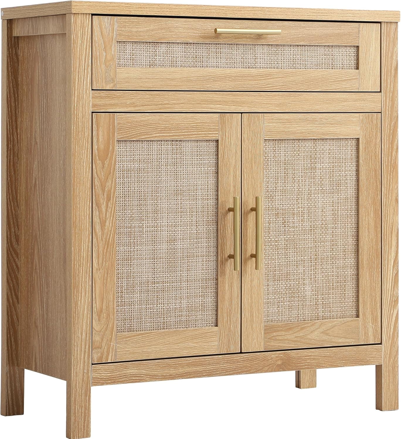 Magic Union Buffet Sideboard Storage Cabinet with Large Drawer,Rattan ...