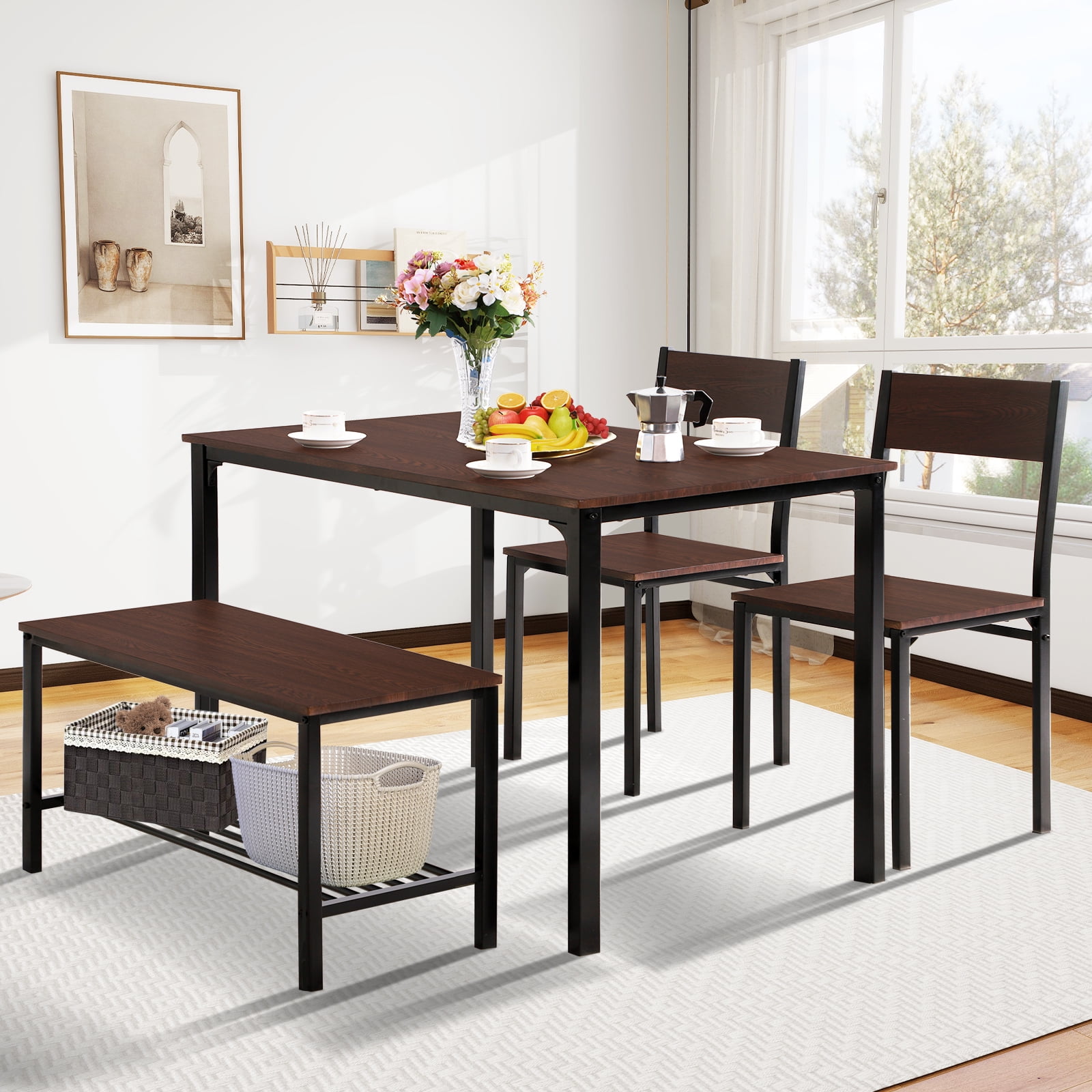 Magic Union Dining Table Set for 4 with Storage Bench, Dining Room ...