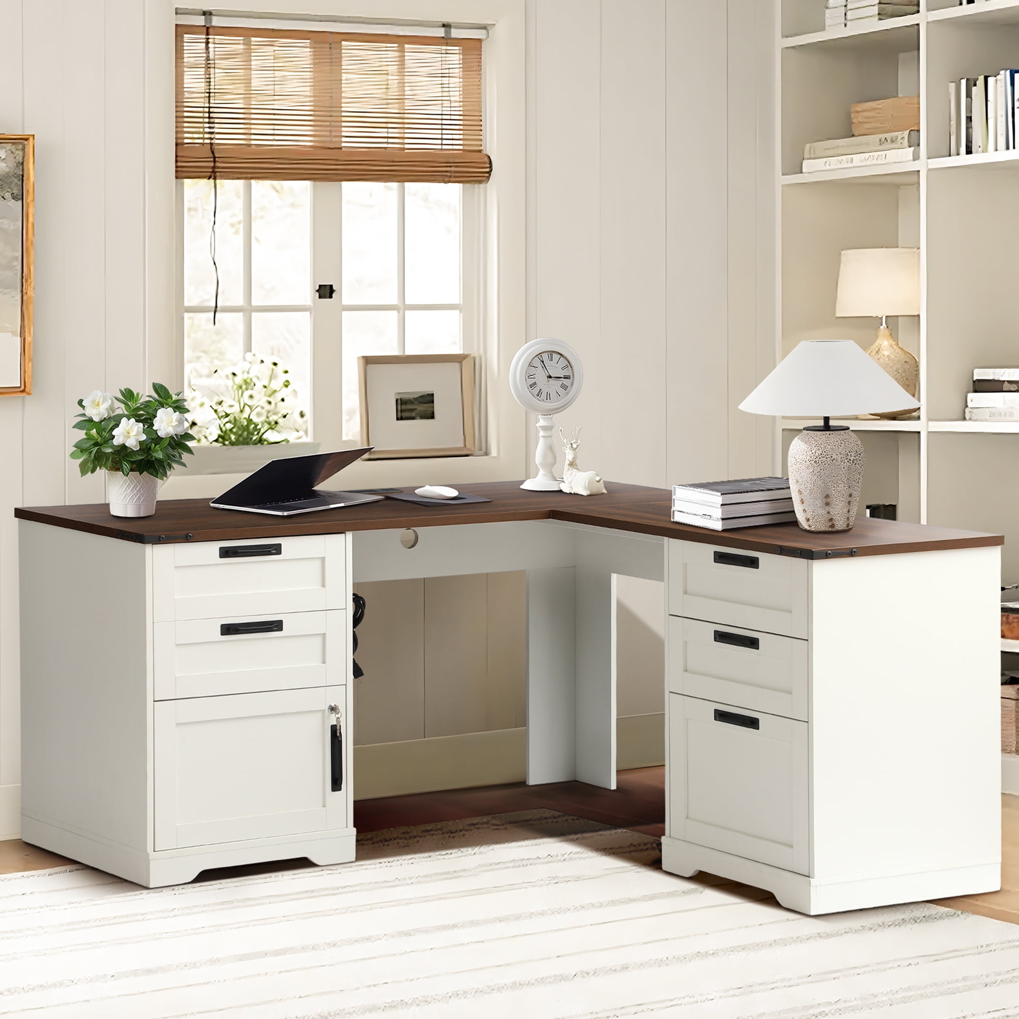 Magic Union L Shaped Executive Desk with Drawers, Home Office Desks ...