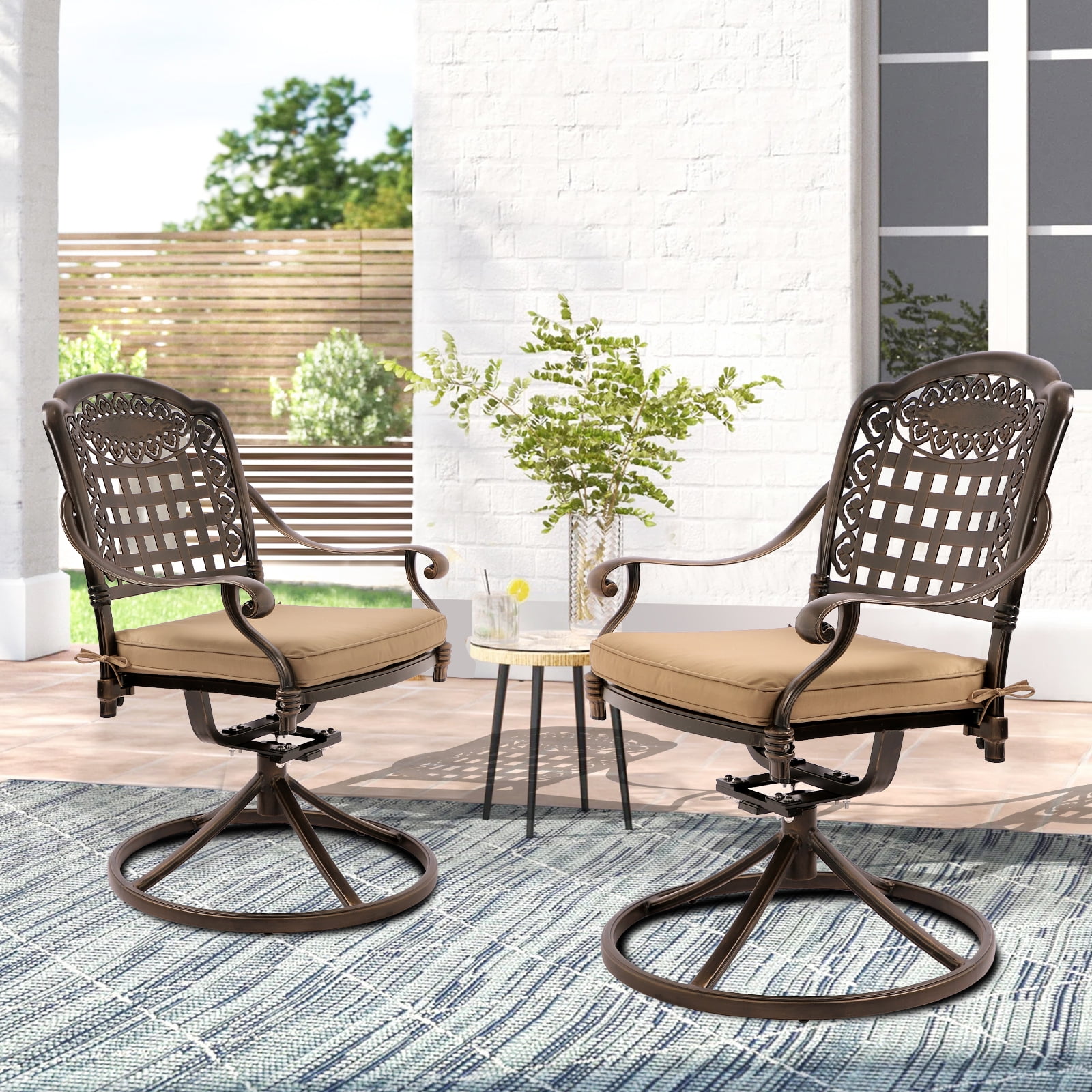 Magic Union Patio Swivel Chairs Set of 2, Outdoor Swivel Rocker Dining ...