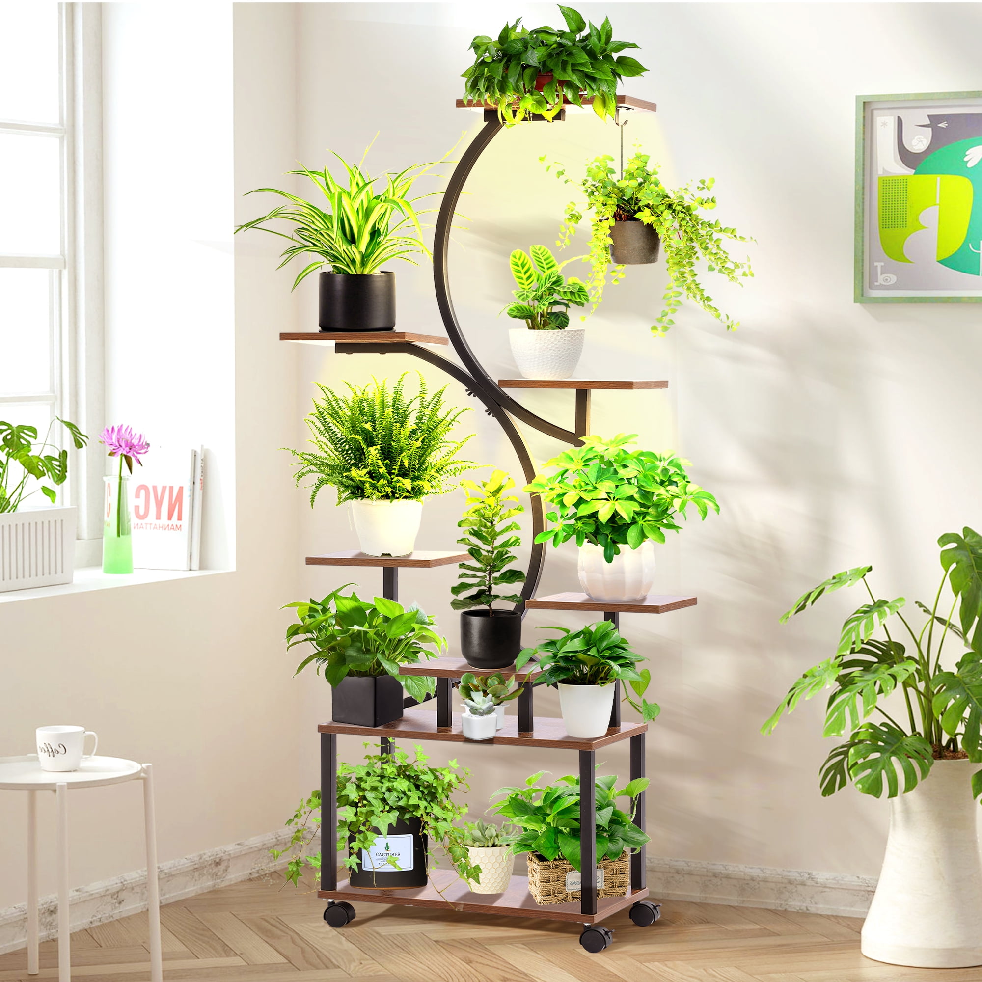 Magic Union Plant Stand Indoor with Grow Lights,8 Tiered Metal Plant ...