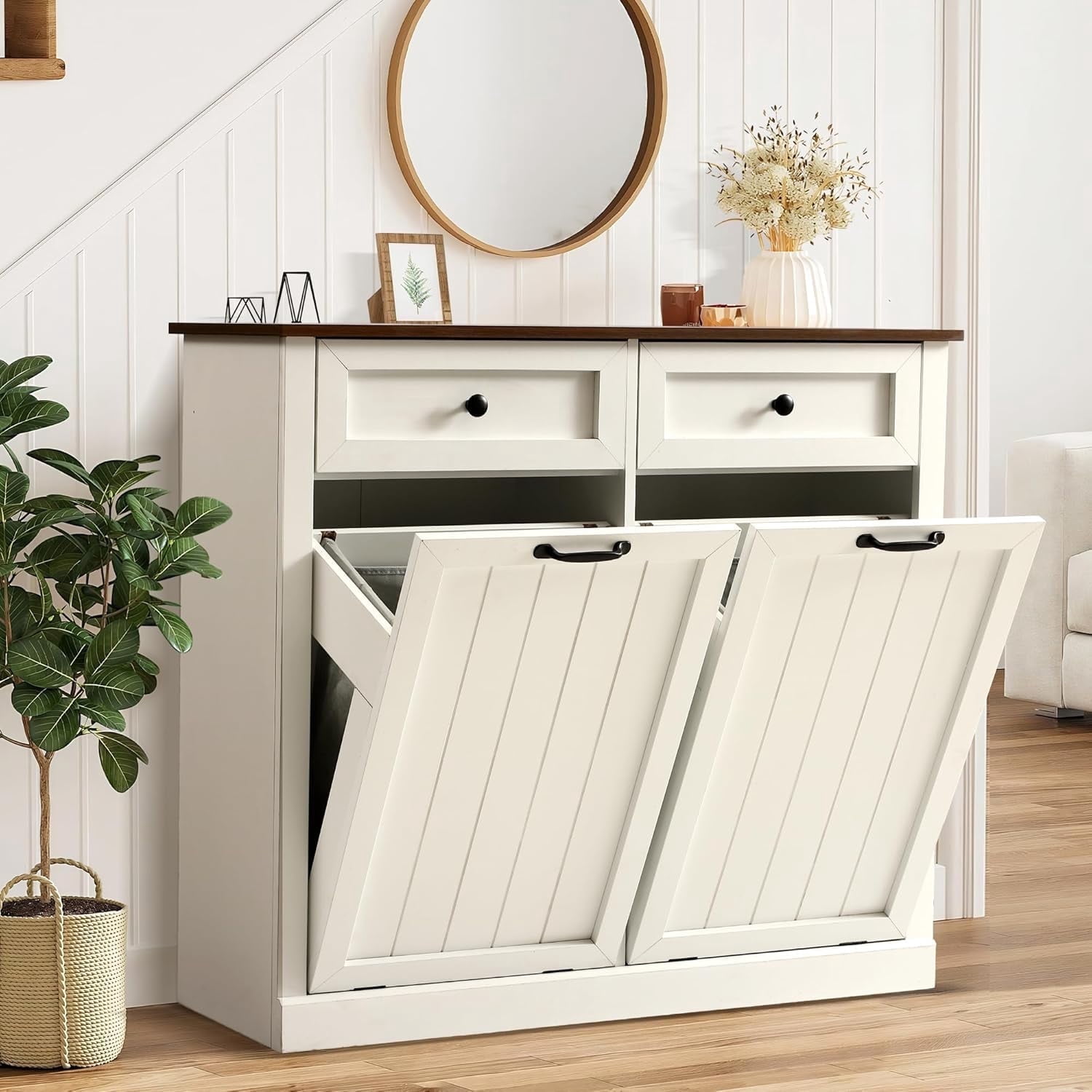 Magic Union Tilt Out Laundry Hamper Cabinets, 22 Gallon Double Hidden ...