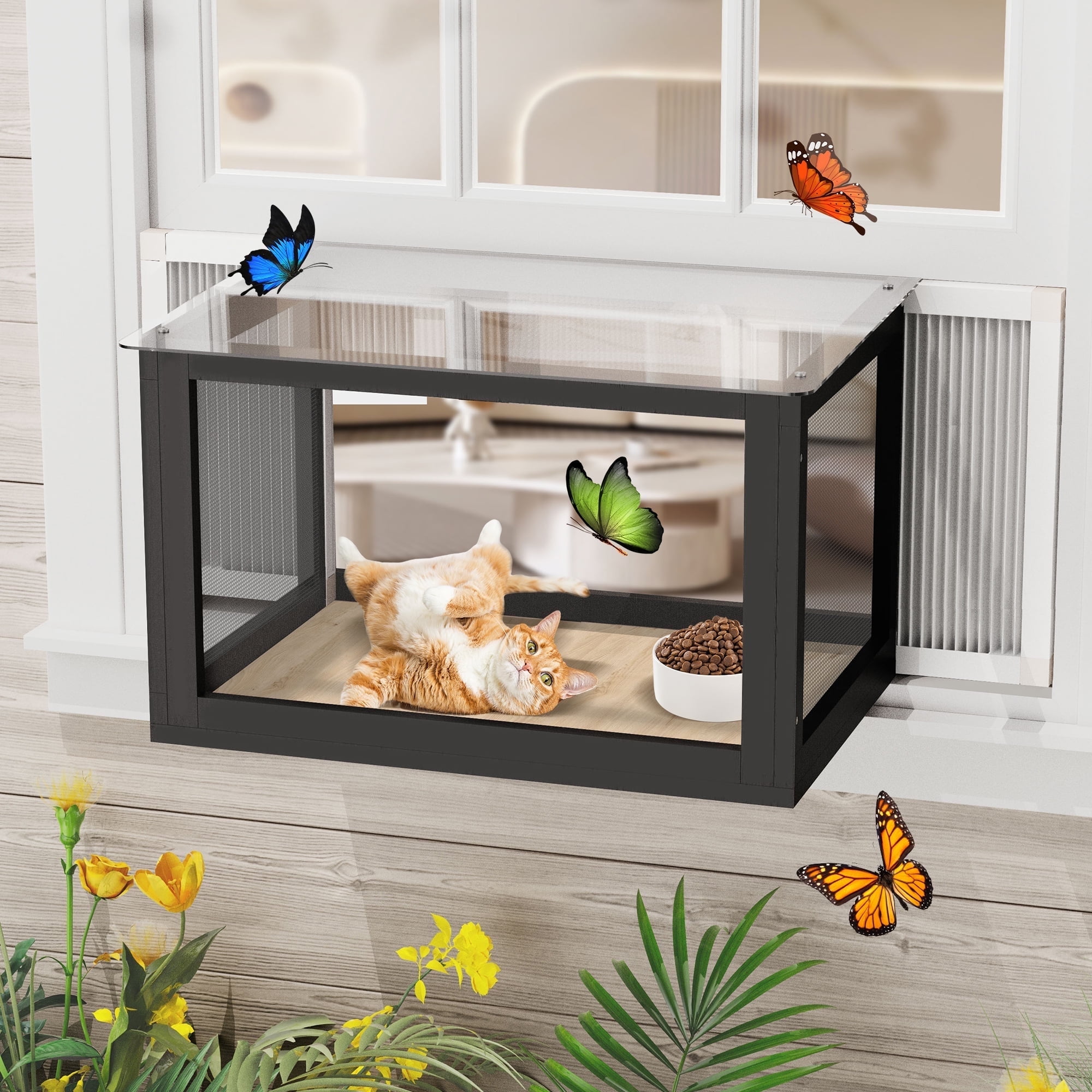 Magic Union Window Catio for Indoor Cats, Cat Catio Outdoor Enclosure ...