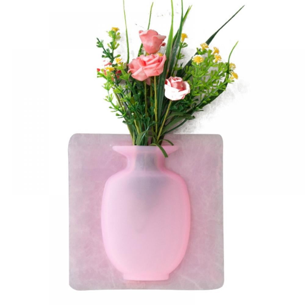 Magic Wall Decor Plant Vases Flower Container-Reusable Silicone Self ...