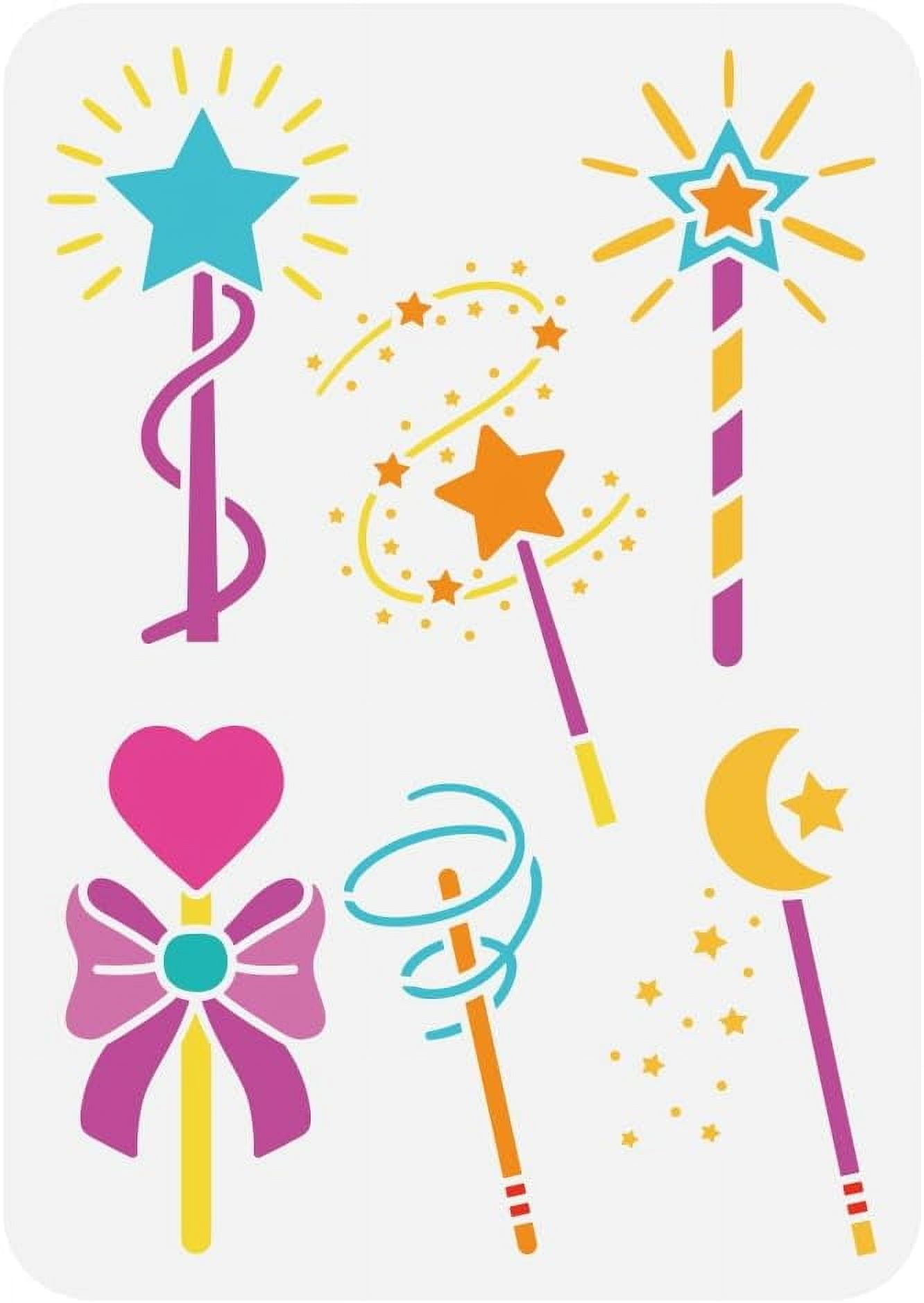 Magic Wand Painting Stencil 8.3x11.7inch Reusable 6 Styles Heart Moon ...