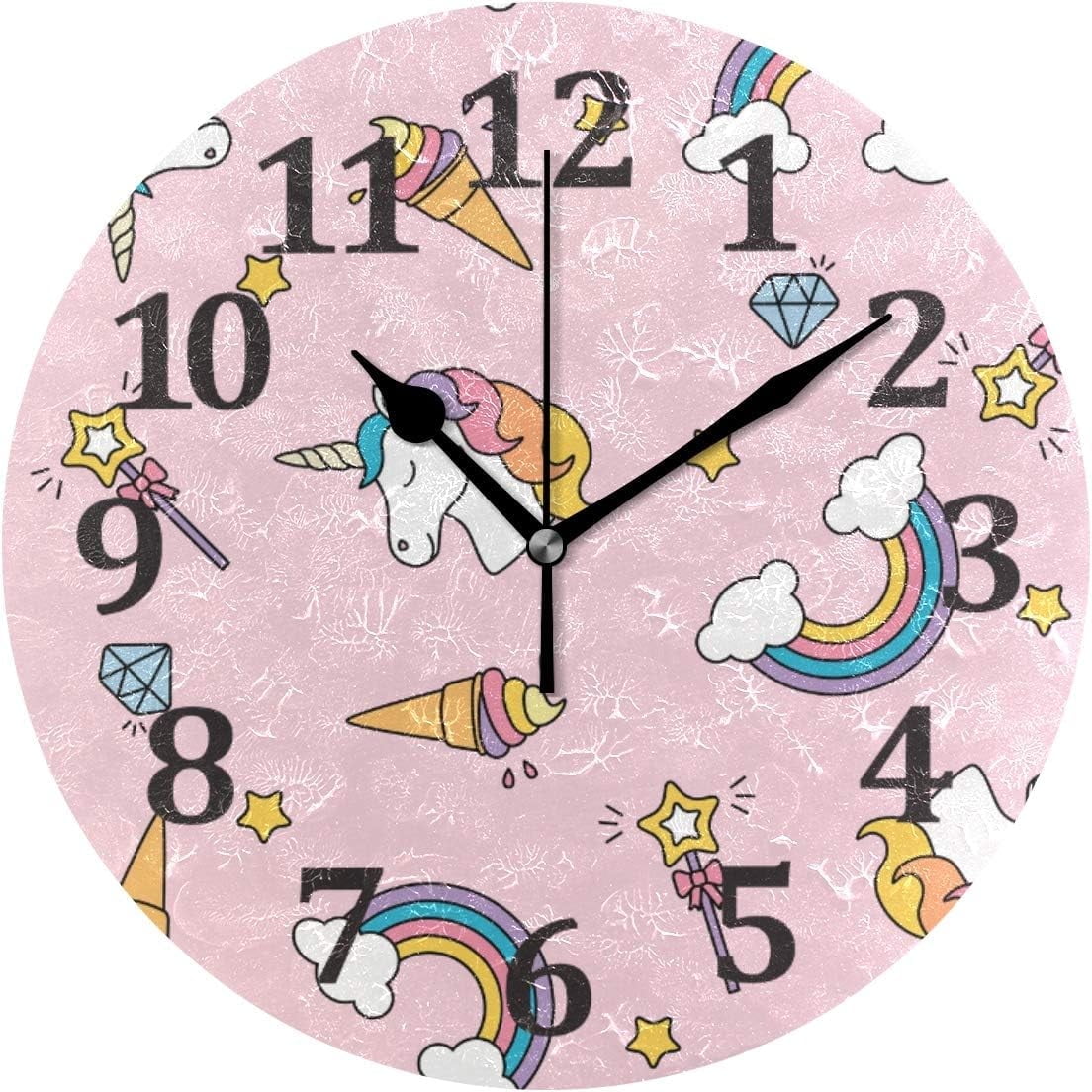 Magic Wand Unicorn Wall Clock, Silent Battery Operated Wall Clock for ...