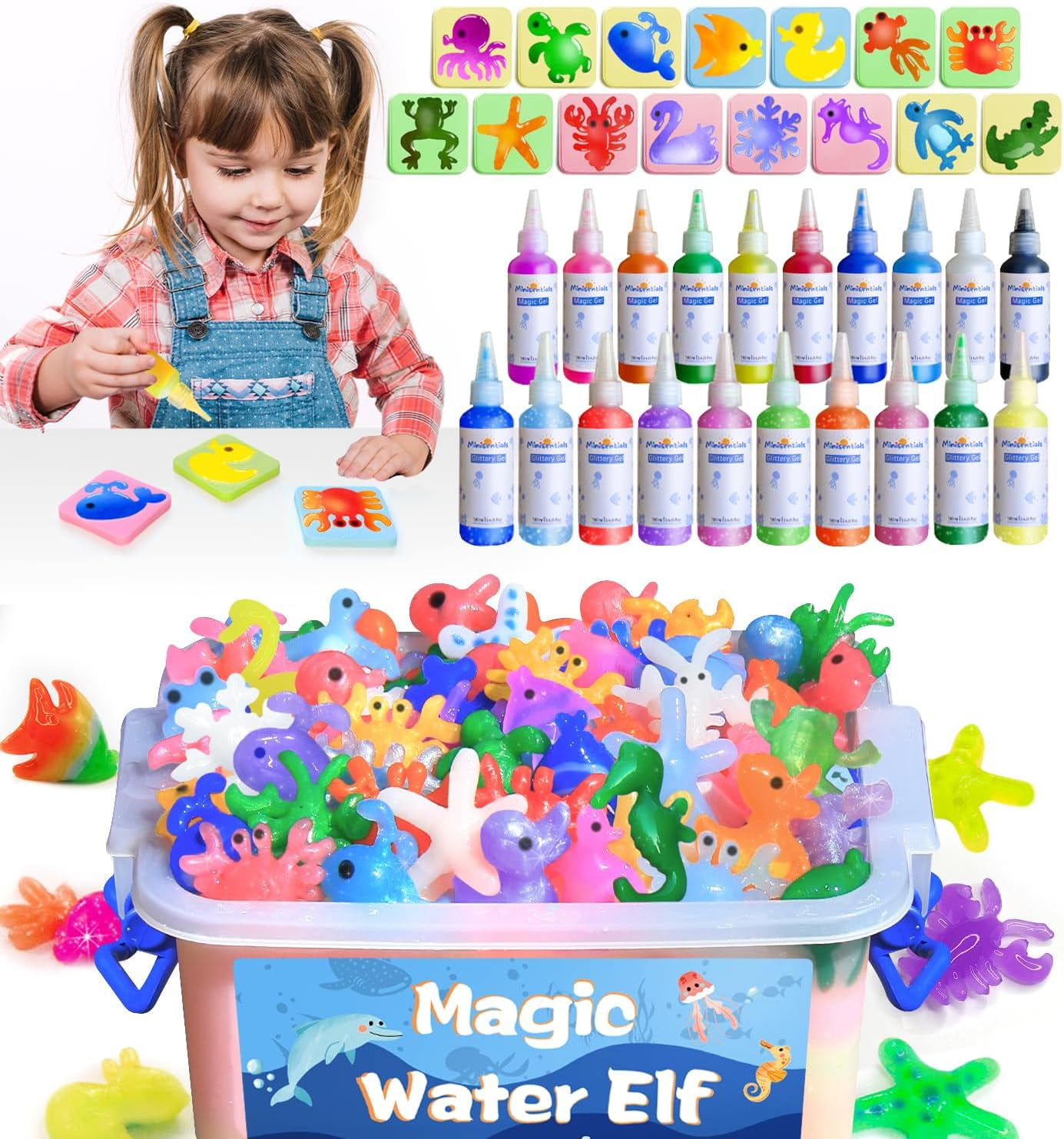 Magic Water Elf Toy Kit - 12 Colors Aqua Art Gel 100ml Jumbo Size ...