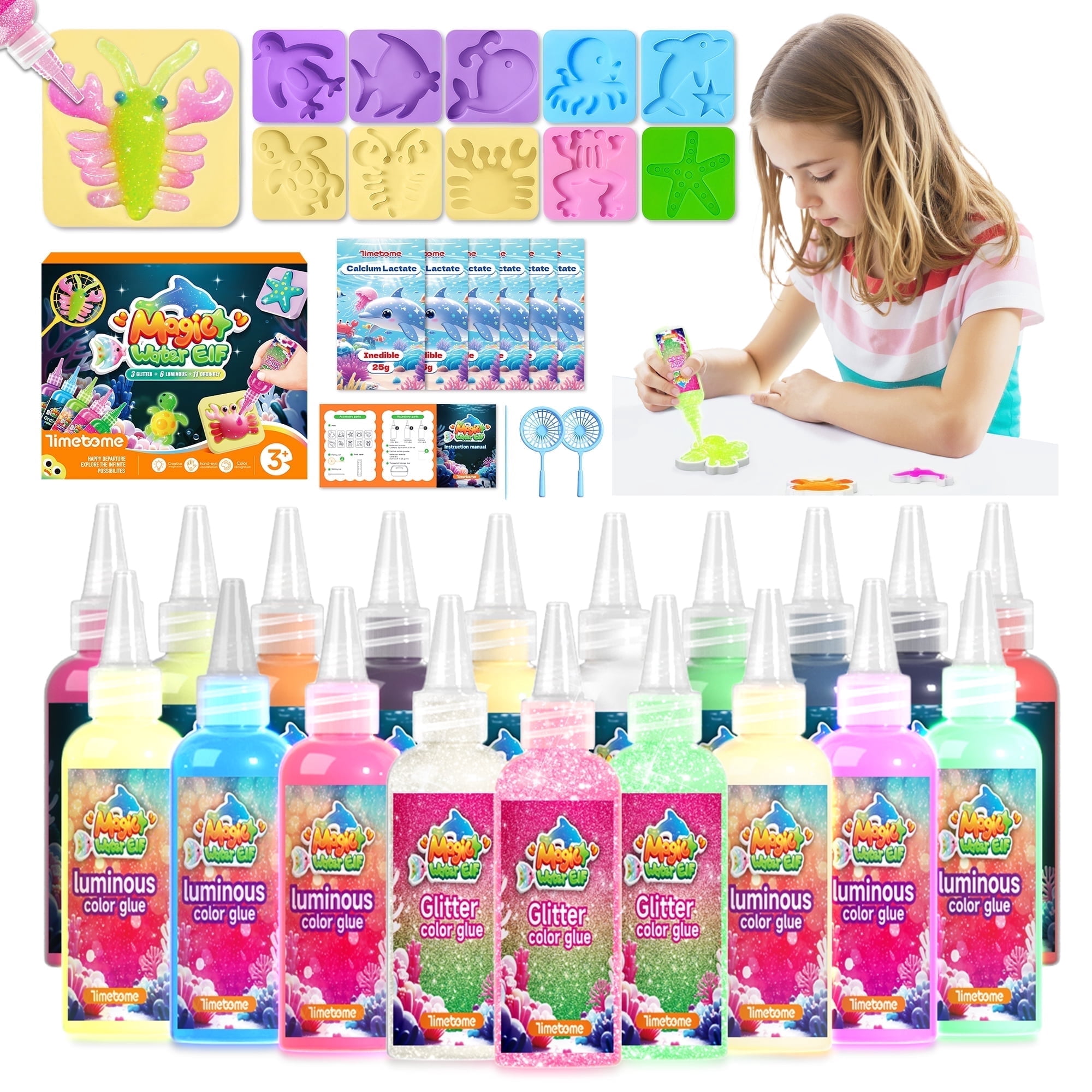 Magic Water Elf Toy Kit, Squishy Maker Kit with 20 Gels & 10 Molds ...